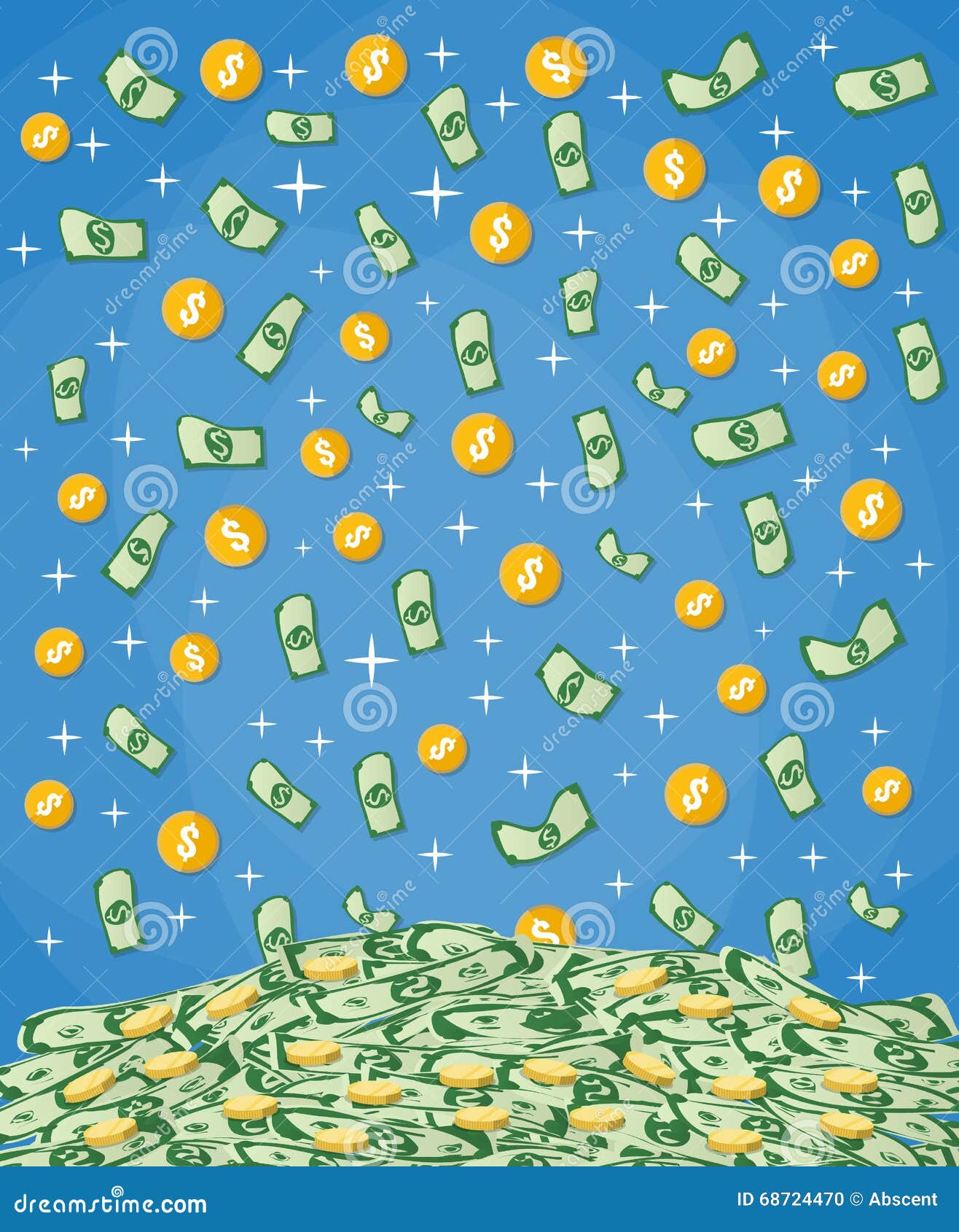 Dalend Geld in Grote Stapel Van Contant Geld Vector Illustratie ...