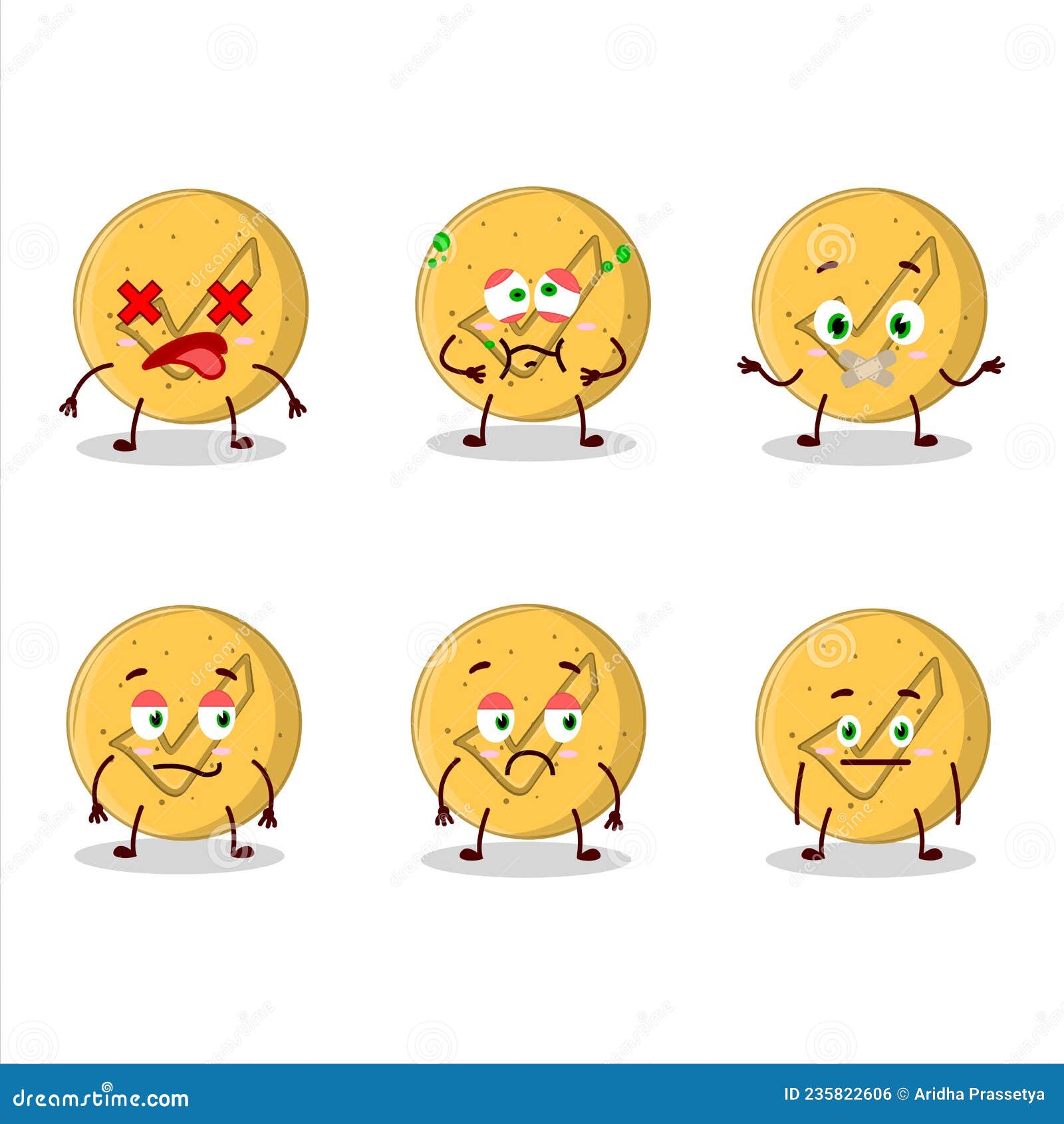 Dalgona Candy Agree Cartoon Character with Nope Expression Stock Vector ...