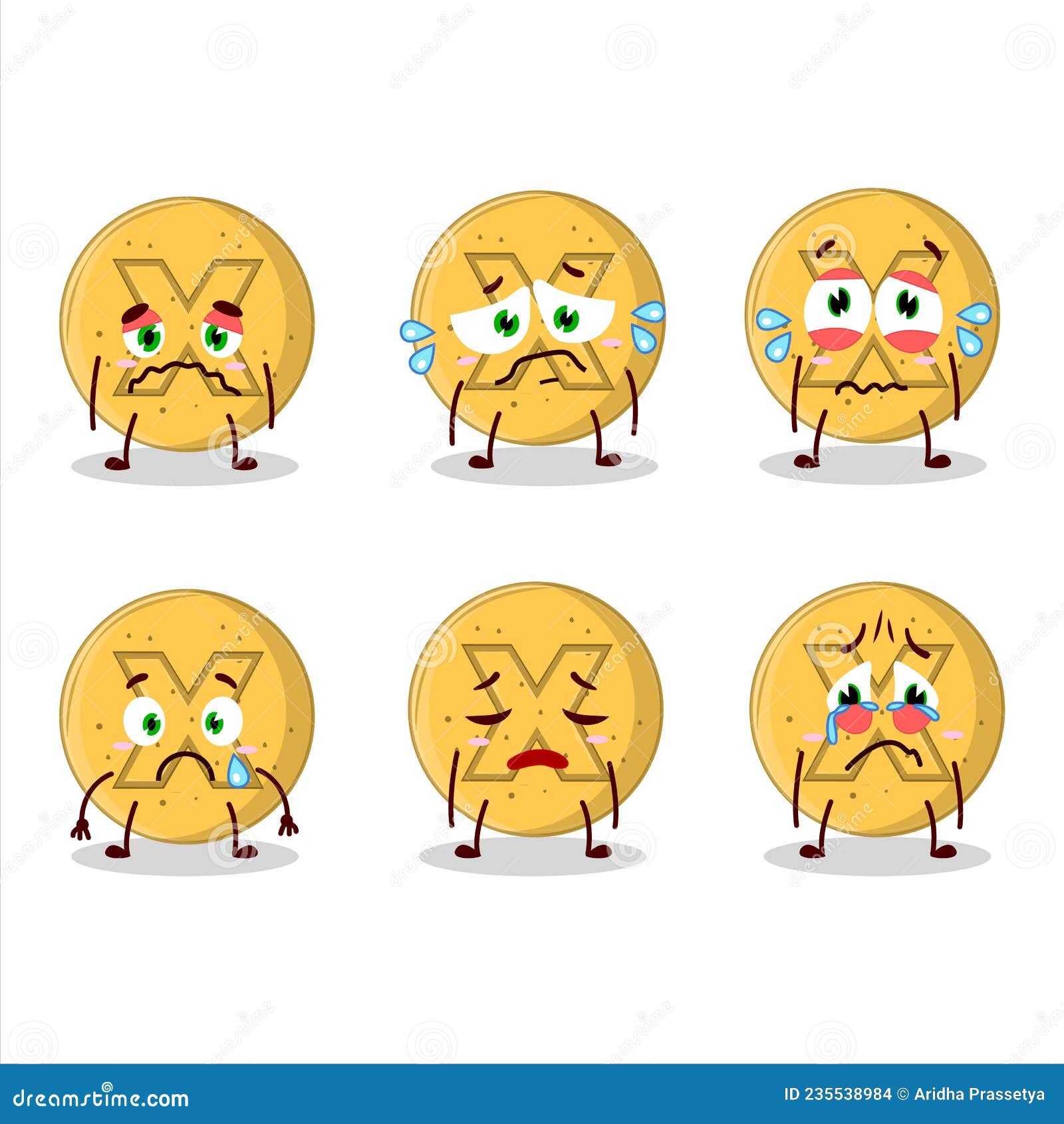 Dalgona Candy Disagree Cartoon Character With Sad Expression Vector ...