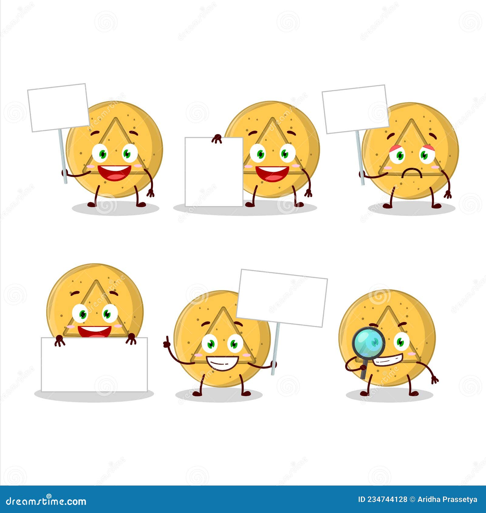 Dalgona Candy Triangle Cartoon Character Bring Information Board Stock ...