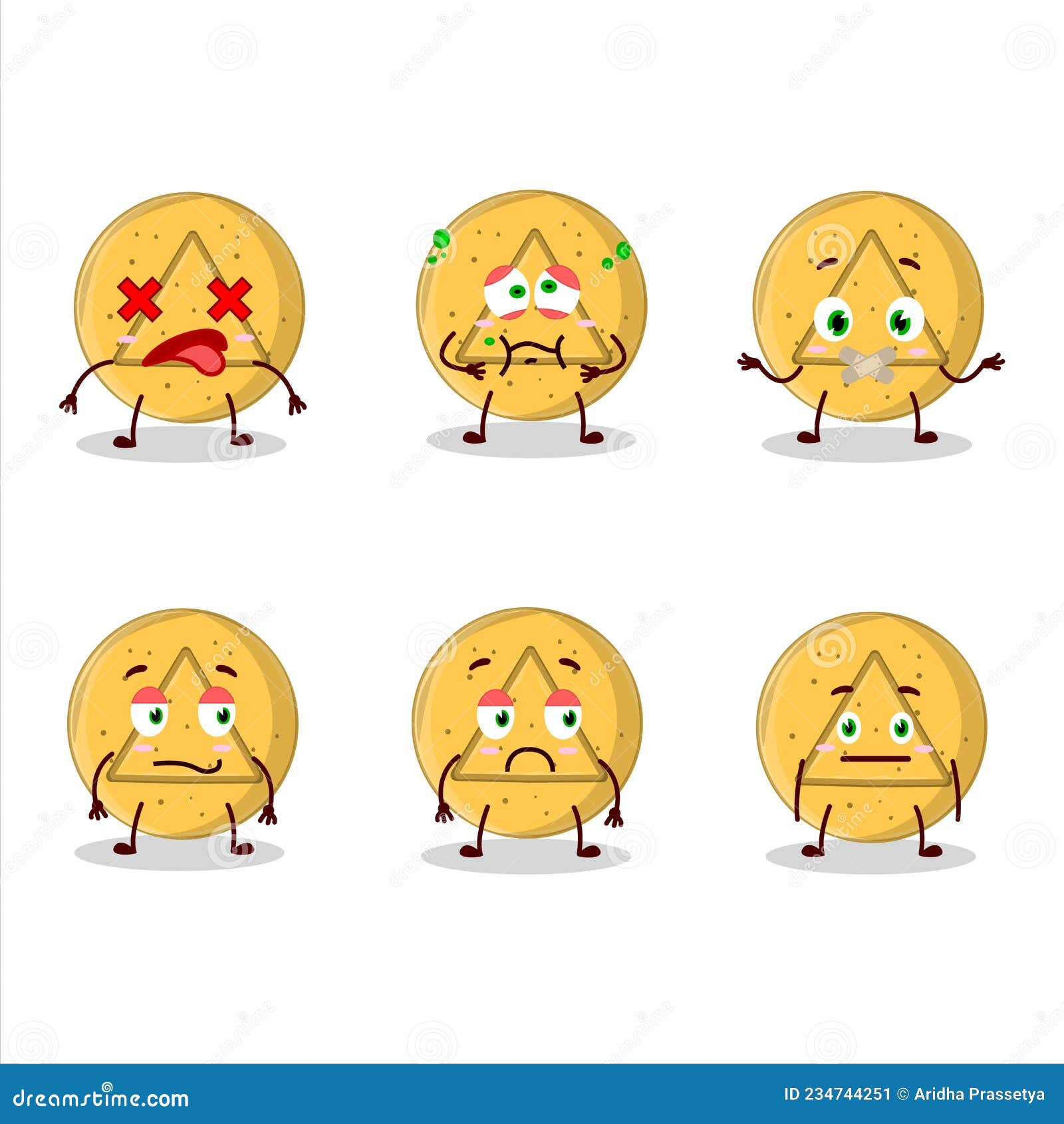 Dalgona Candy Triangle Cartoon Character with Nope Expression Stock ...