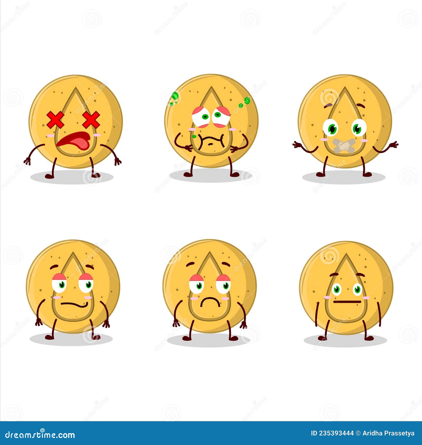 Dalgona Candy Water Cartoon Character with Nope Expression Stock ...