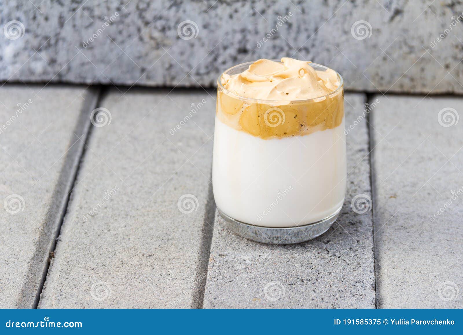 Dalgona Coffee on Grey Concrete Background. Free Copy Space Stock Image ...