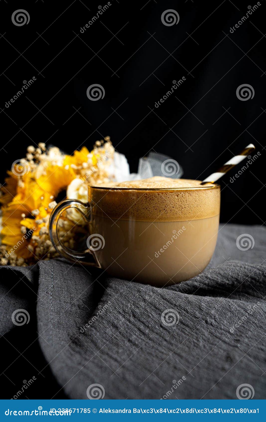 Dalgona and flowers stock image. Image of brown, coffee - 238671785