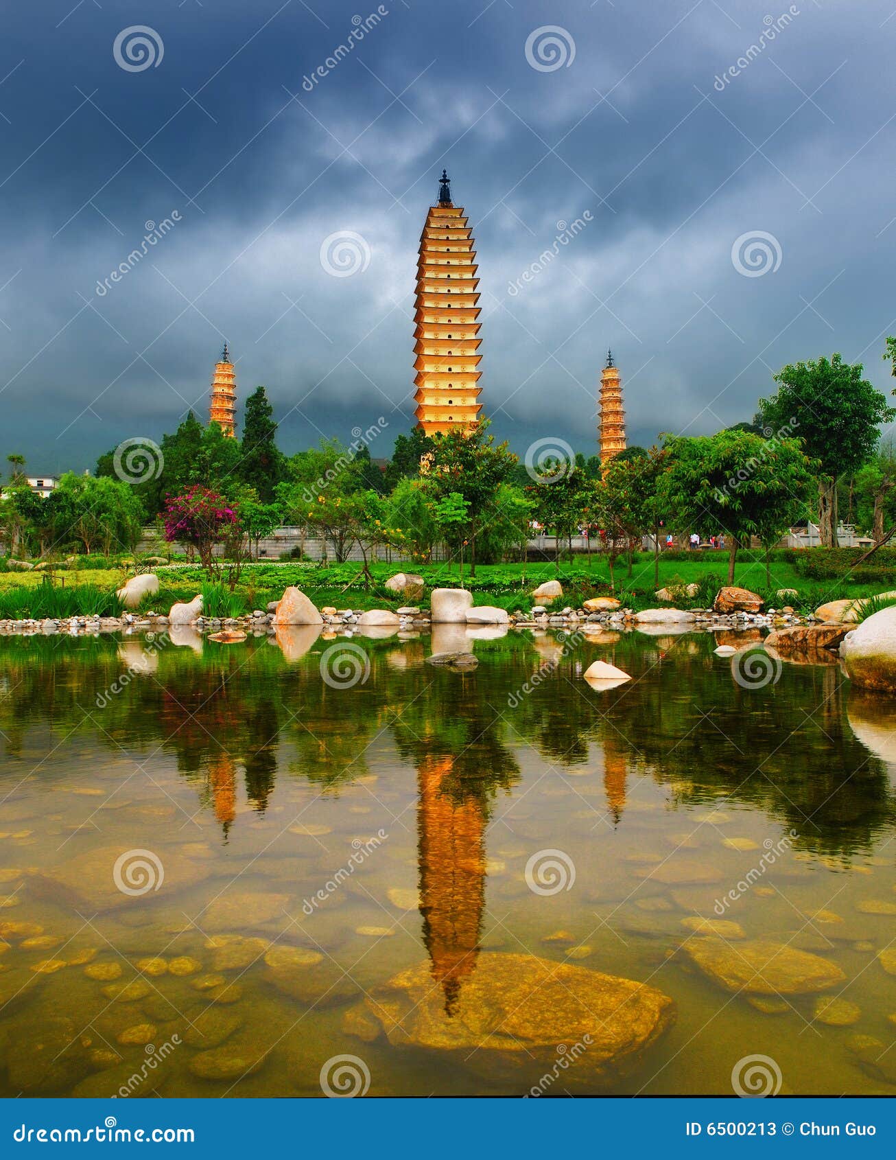 Dali Three Pagodas stock image. Image of china, chinese - 6500213