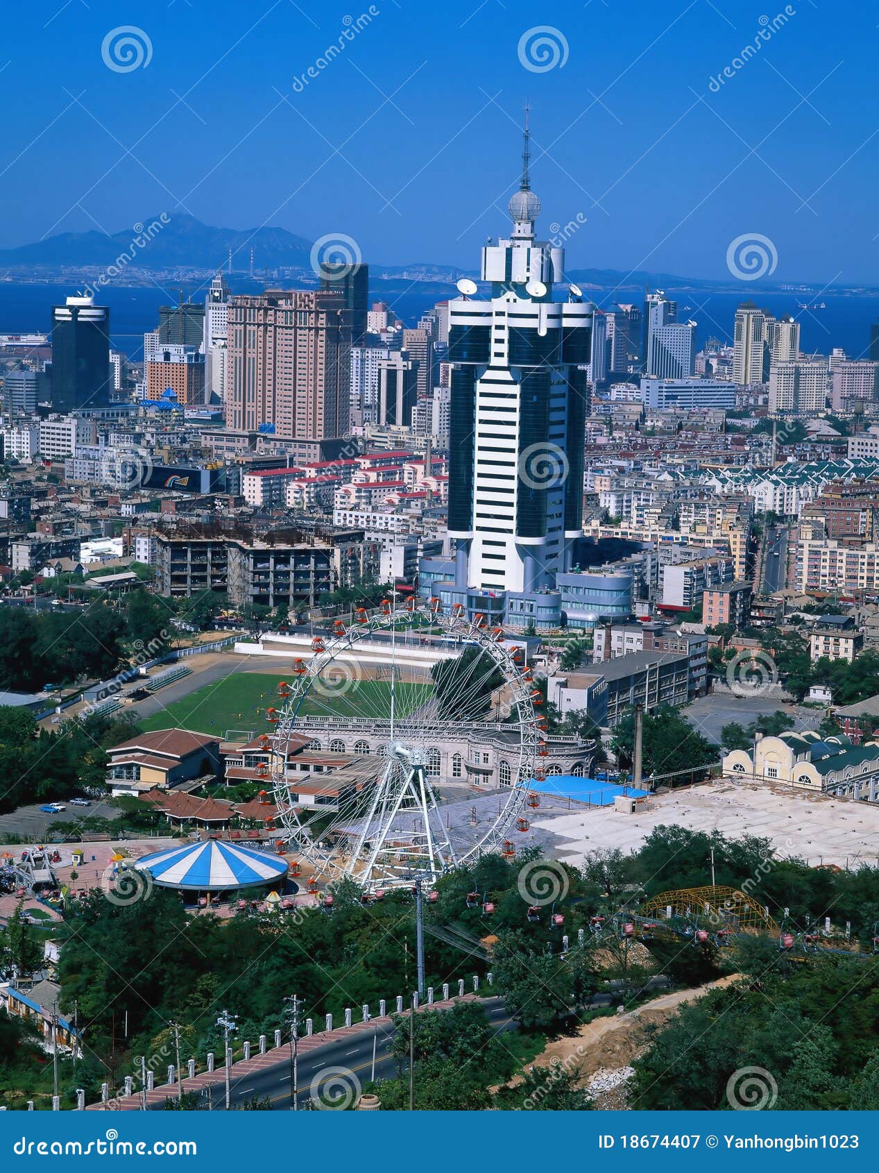 Dalian city view stock image. Image of play, city, landmark - 18674407