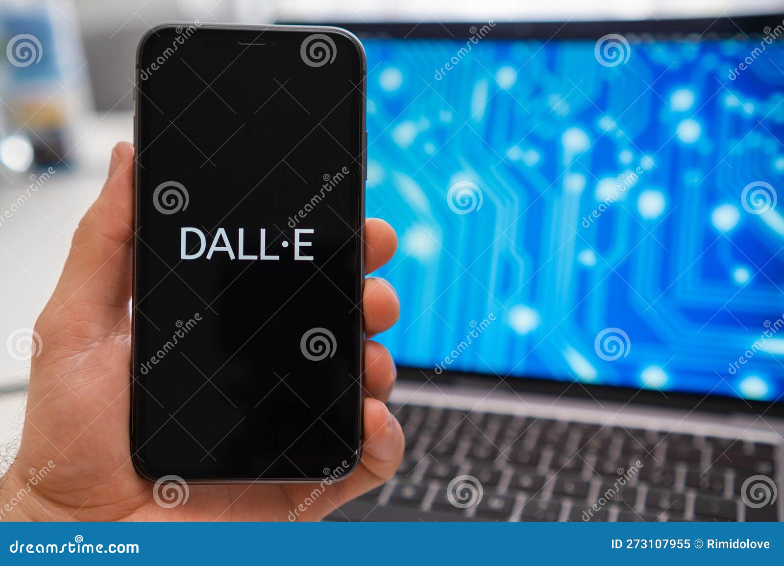 Dall E Logo on the Smartphone and Neural Network on Laptop Display ...