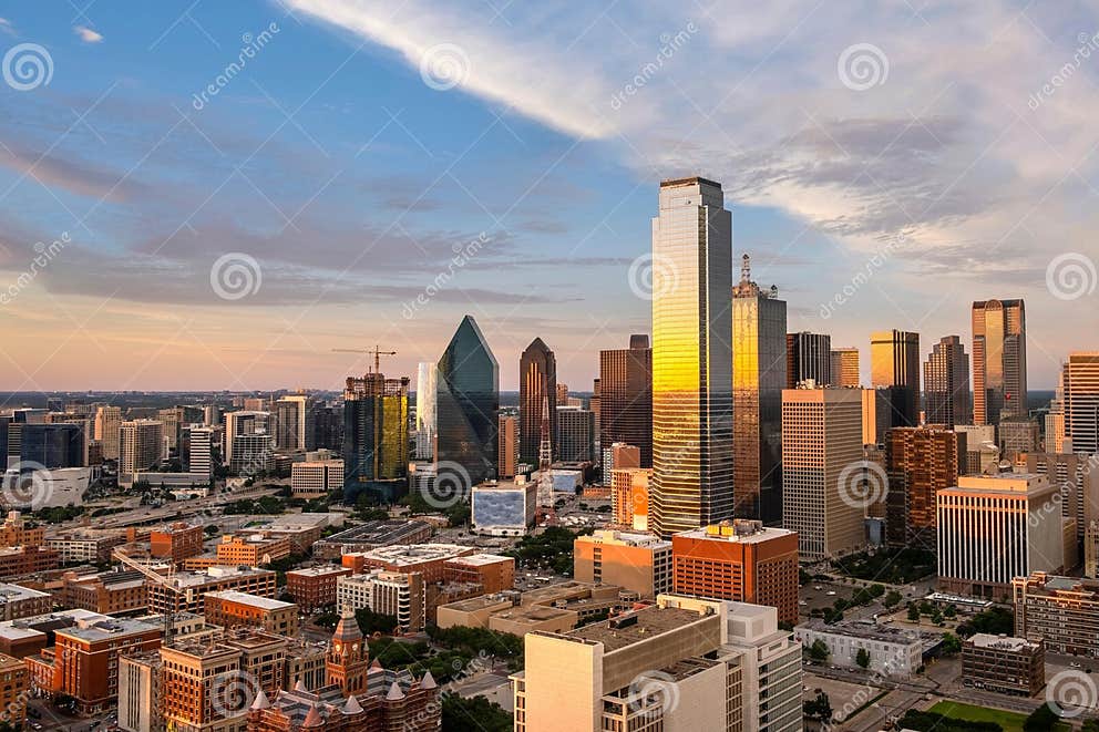 Dallas Splendor: Aerial 4K Image of Beautiful Blue Skyline and ...