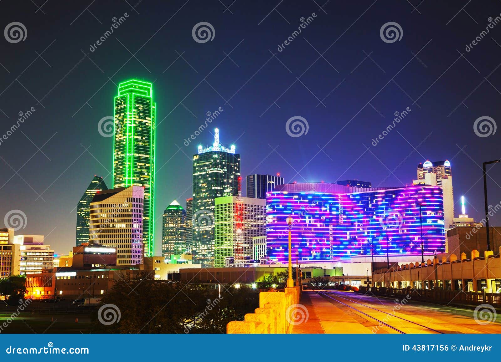 Dallas Cityscape at the Night Time Stock Photo - Image of building ...