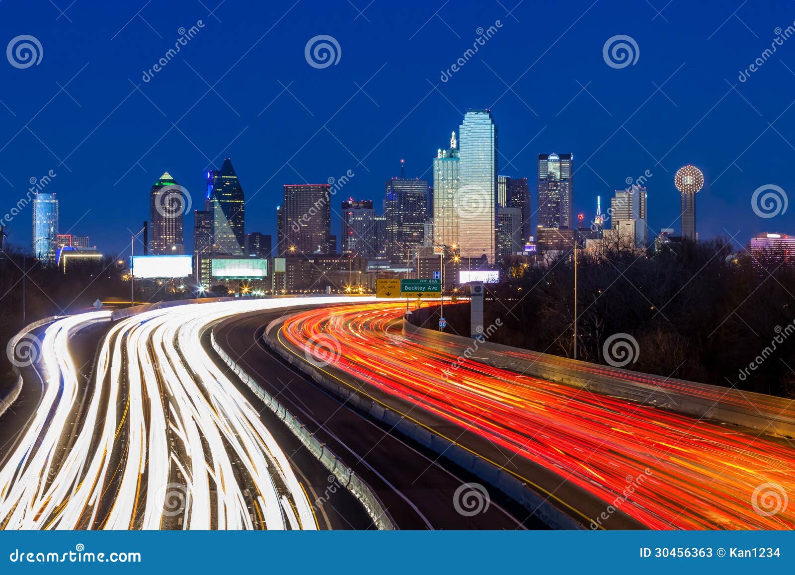 Dallas Downtown Skyline at Night Stock Image - Image of light, dallas ...
