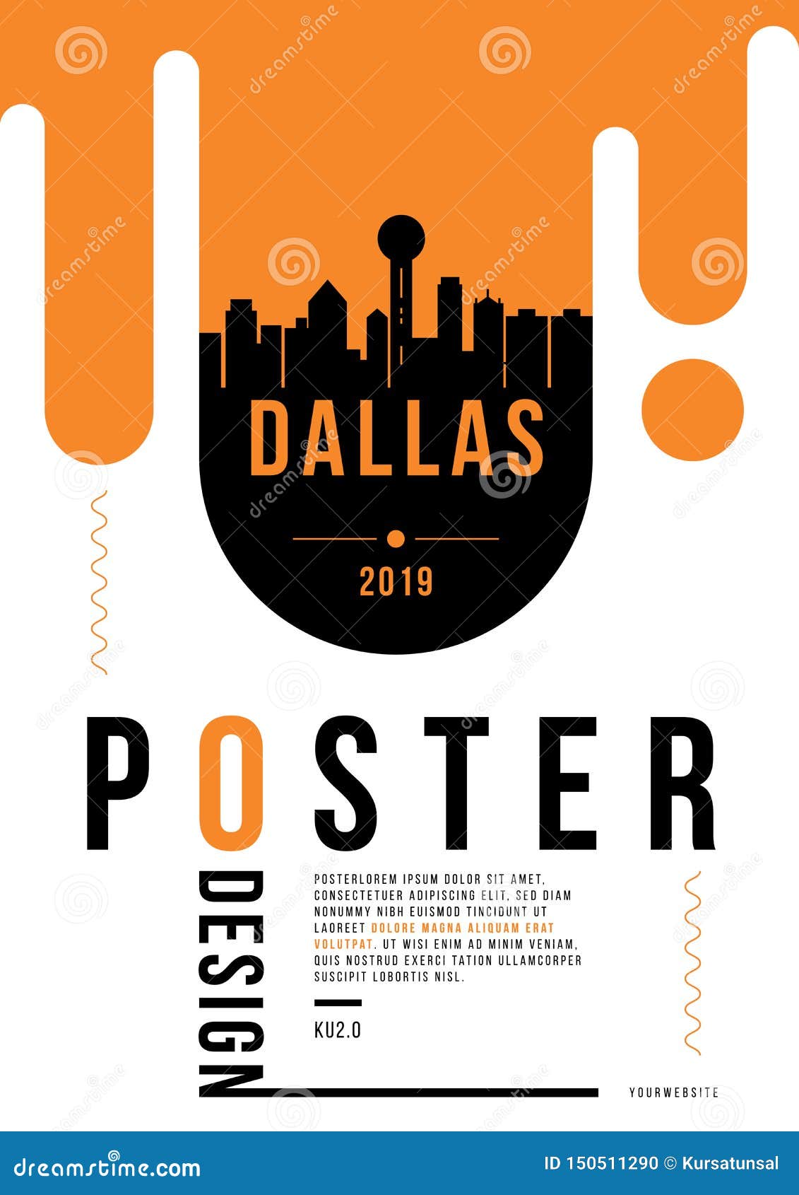 Dallas Modern Web Banner Design Com Skyline Do Vetor Ilustração Stock ...