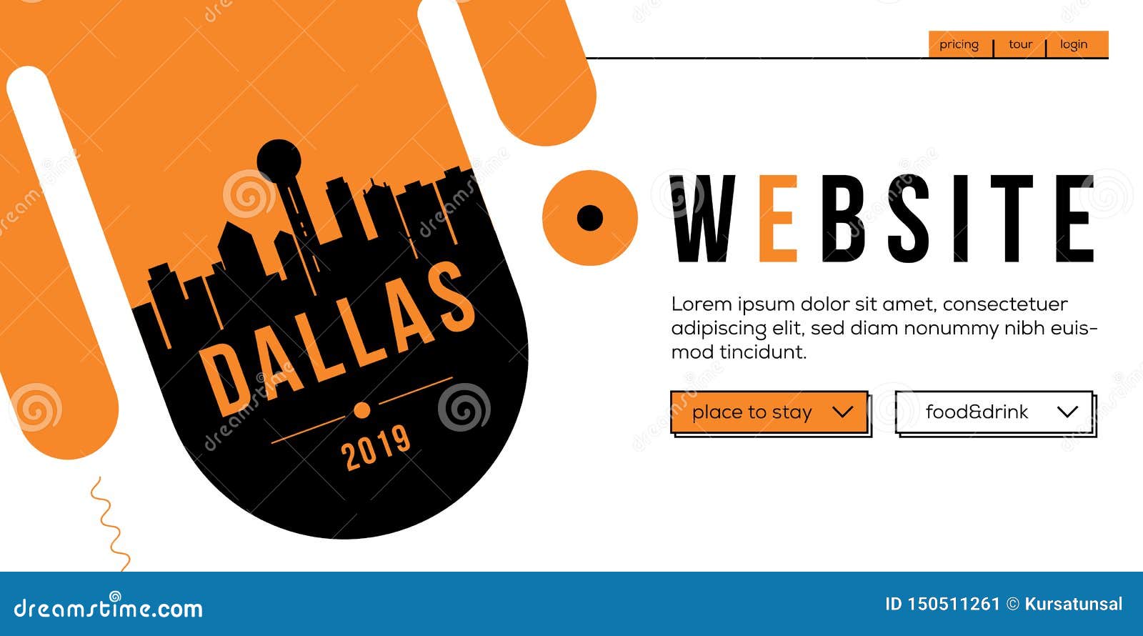 Dallas Modern Web Banner Design with Vector Skyline Stock Illustration ...