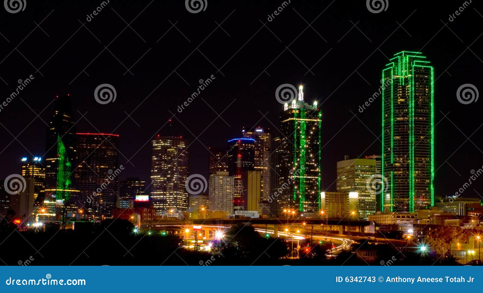Dallas at Night stock image. Image of business, building - 6342743