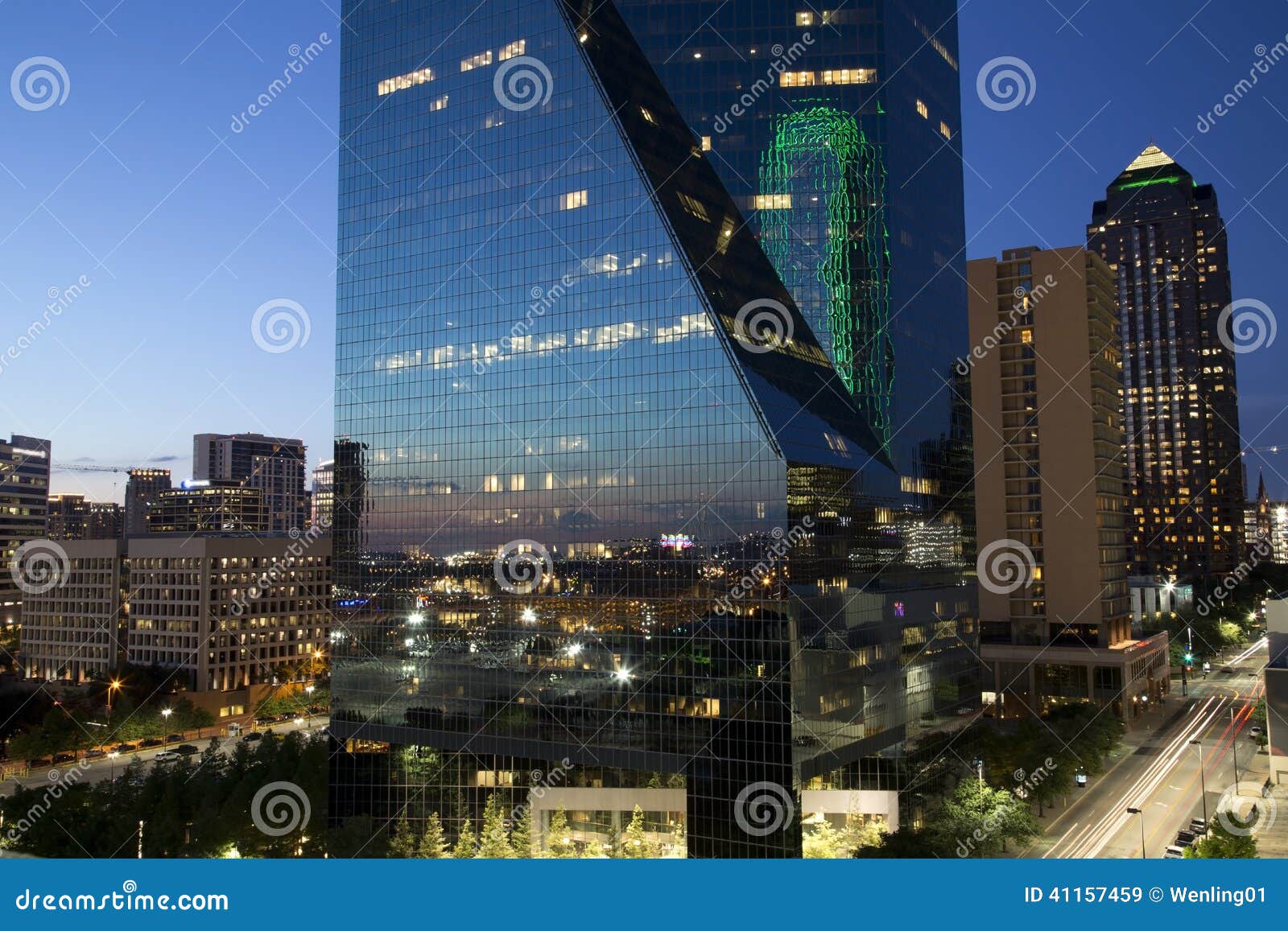 Dallas Downtown Night Scenes Stock Image - Image of travel, evening ...