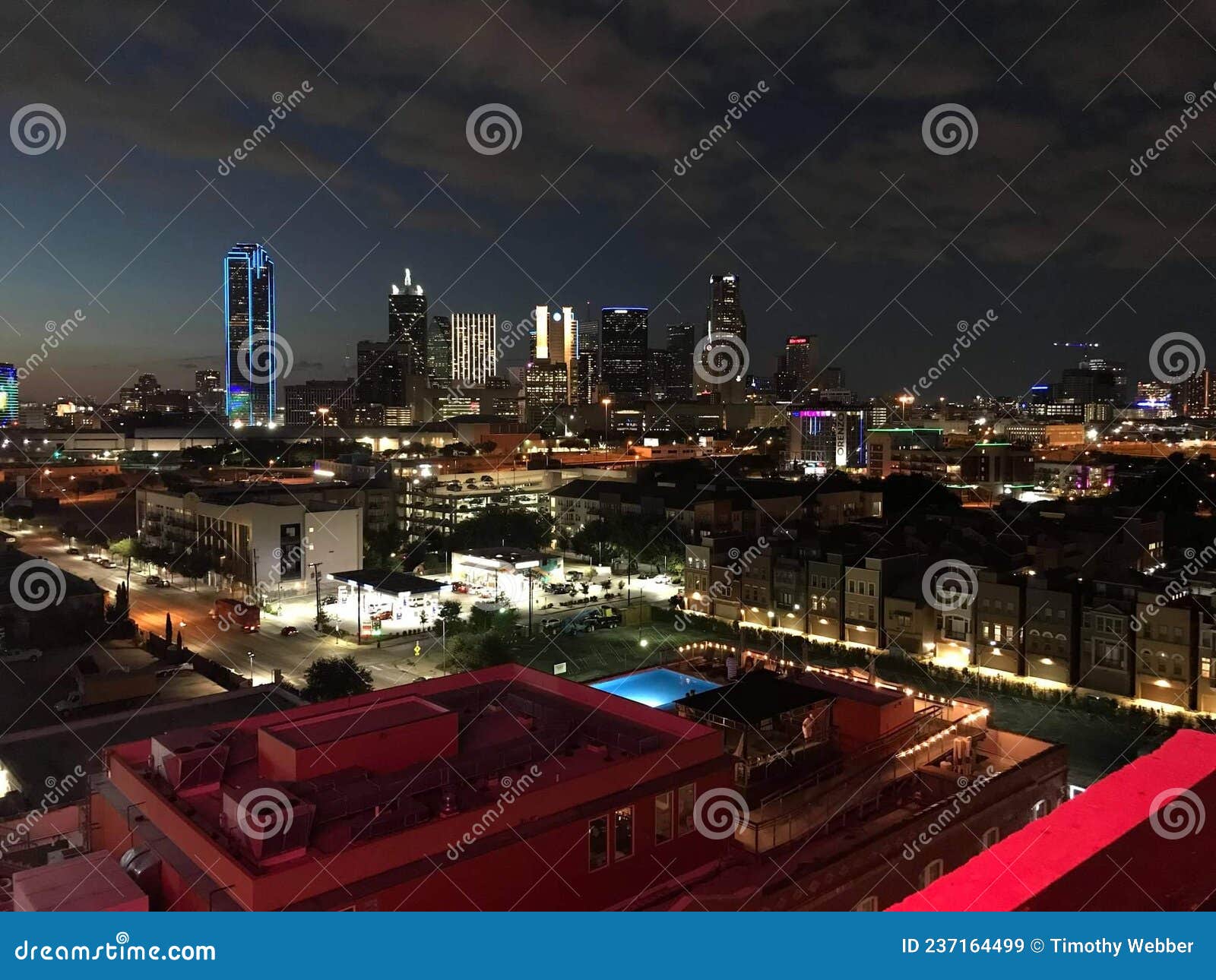 Dallas skyline at night stock image. Image of city, dallas - 237164499