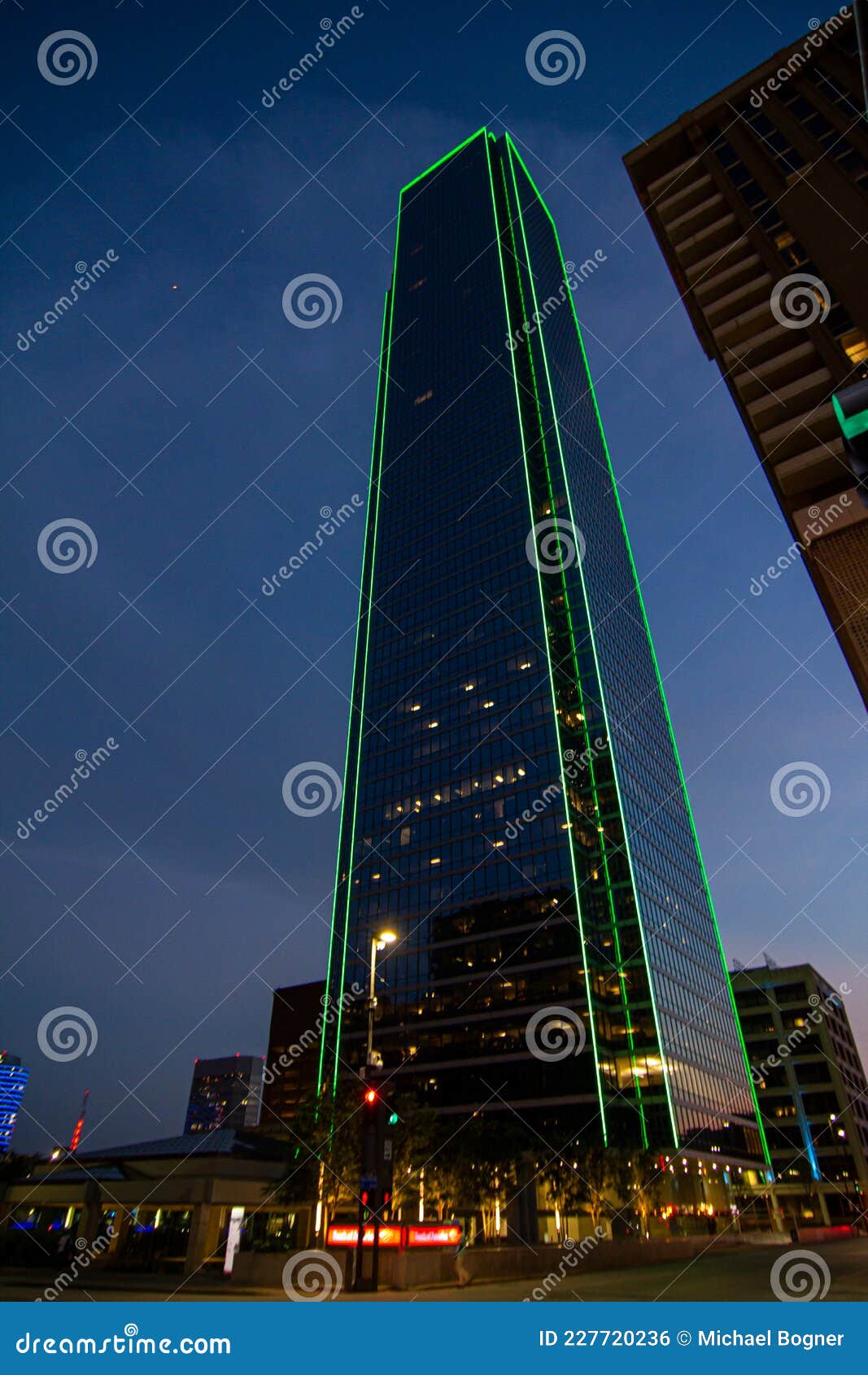 Dallas Skyline at Night stock photo. Image of town, symbol - 227720236