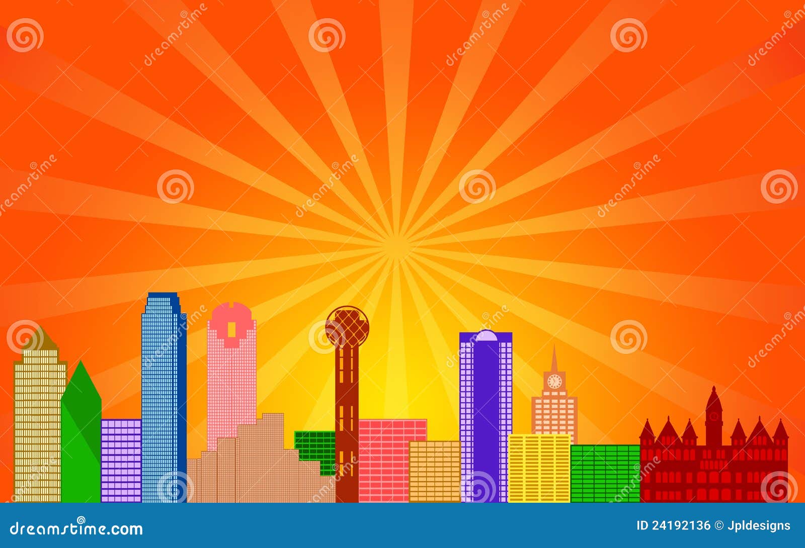 Dallas Texas USA City Skyline Silhouette. Vector Illustration ...