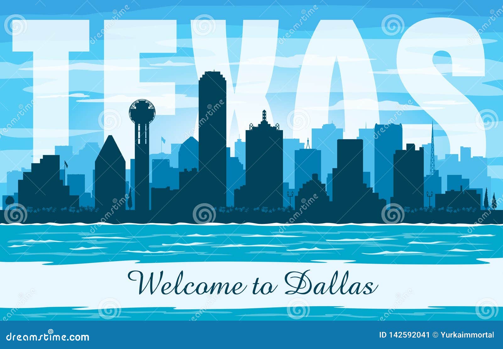 Dallas Texas City Skyline Vector Silhouette Stock Vector - Illustration ...