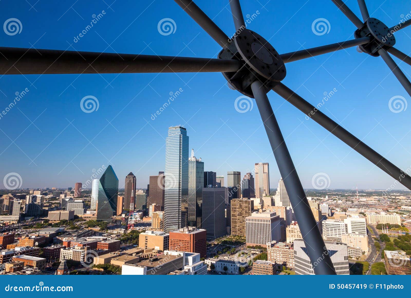 Dallas, Texas Cityscape with Blue Sky at Sunset Stock Image - Image of ...