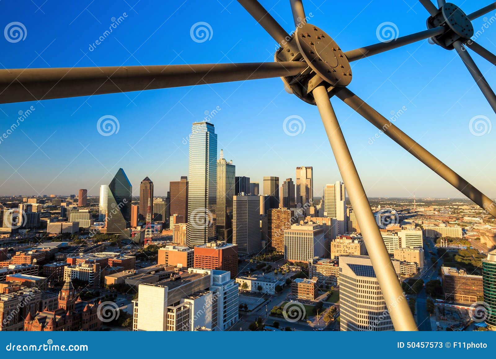 Dallas, Texas Cityscape with Blue Sky at Sunset Stock Image - Image of ...