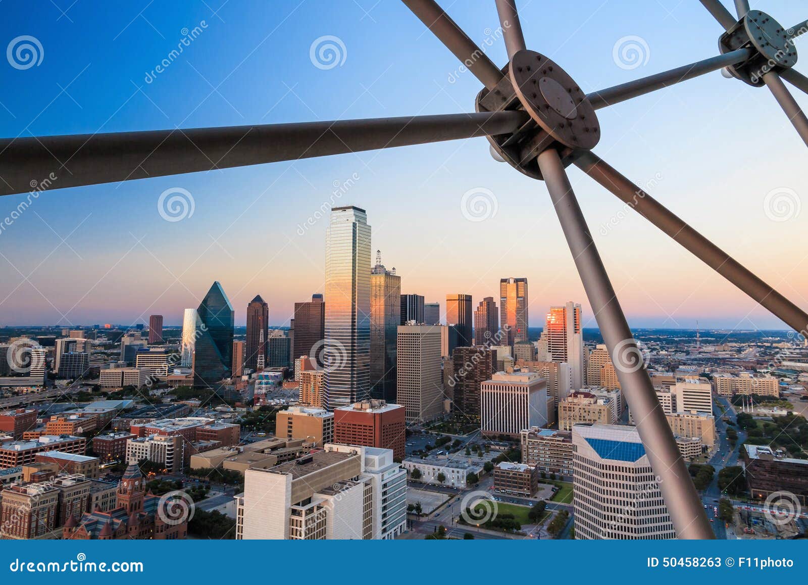 Dallas, Texas Cityscape with Blue Sky at Sunset Stock Image - Image of ...