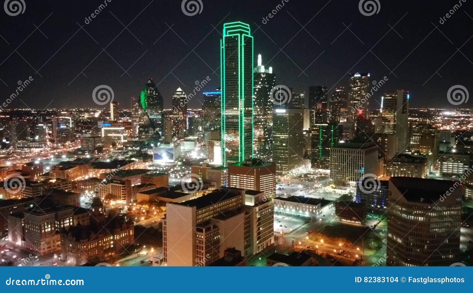 Dallas Texas Downtown Night Scape Stock Foto - Image of beeld, nacht ...