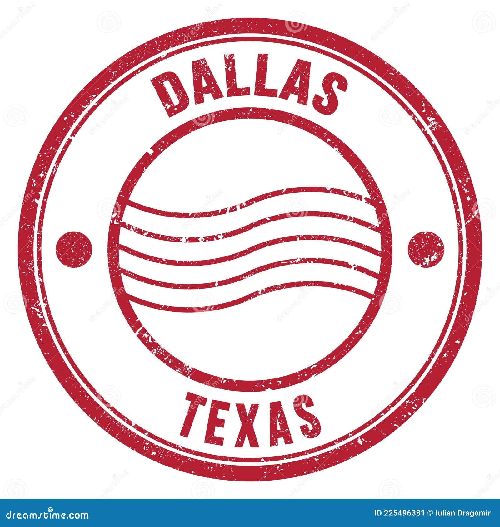 DALLAS - TEXAS, Words Written on Red Postal Stamp Stock Illustration ...