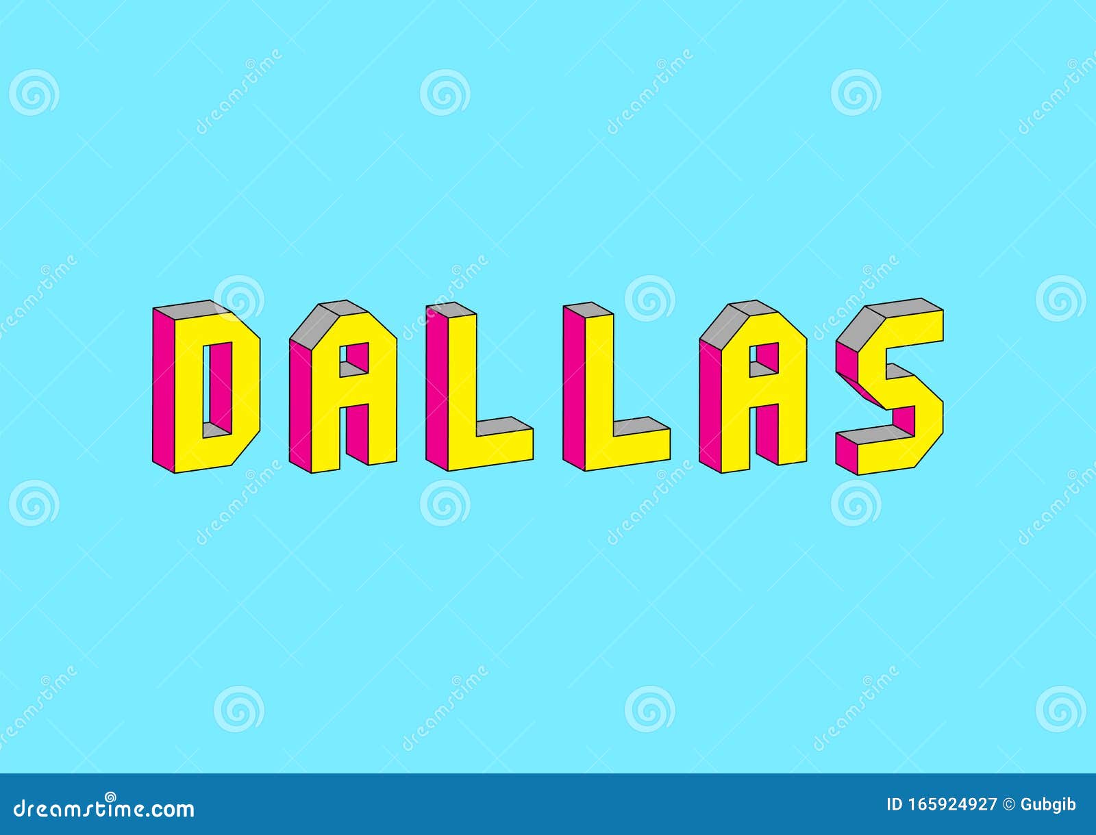 Dallas Text with 3d Isometric Effect Stock Vector - Illustration of ...