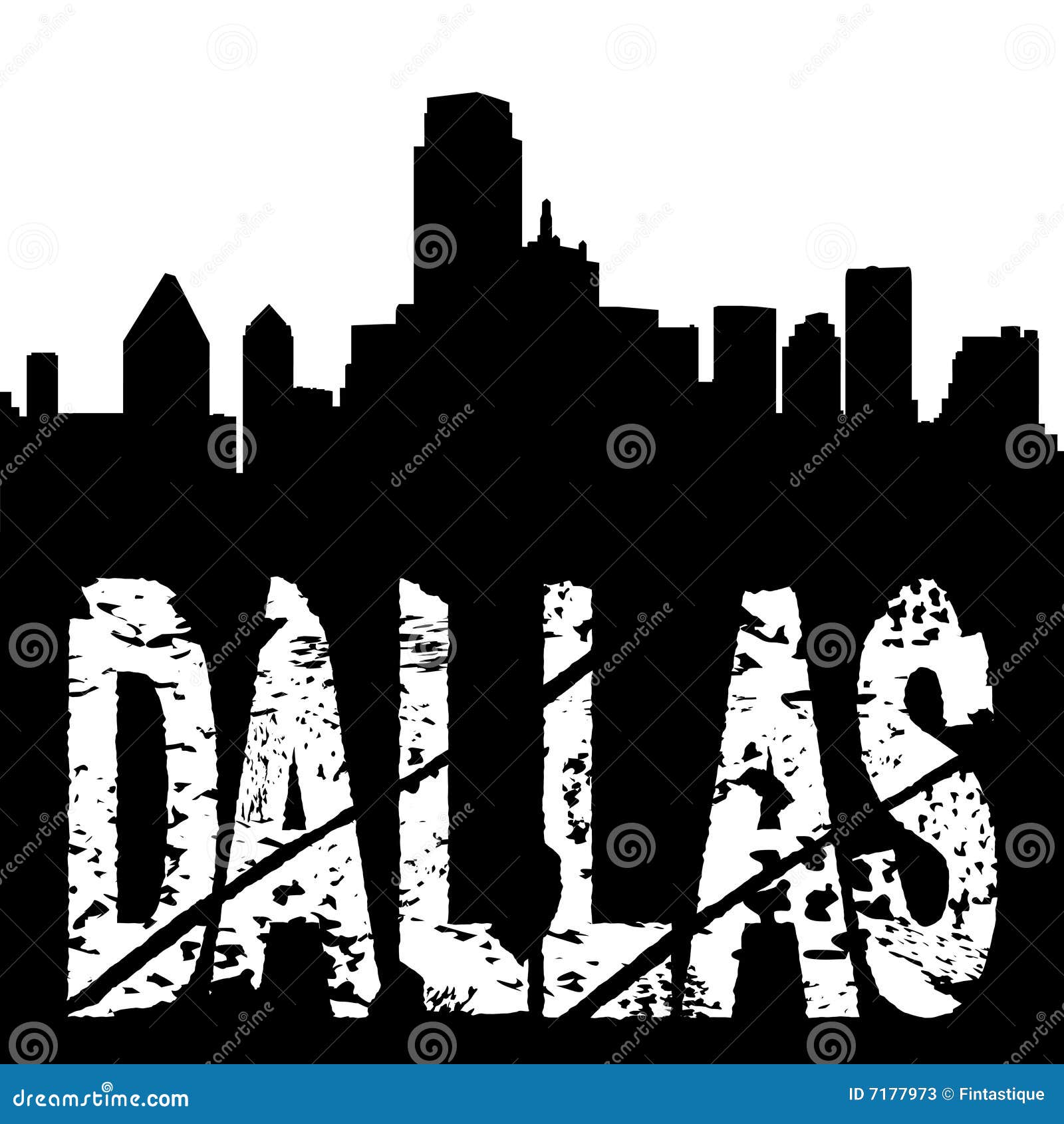 Dallas text with skyline stock vector. Illustration of grunge - 7177973