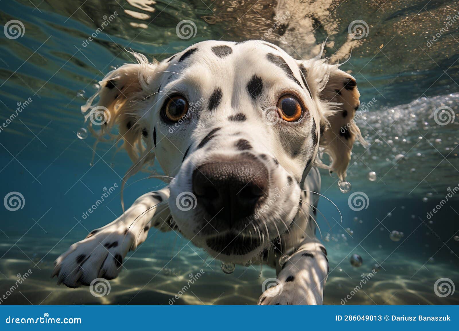 Dalmatian Dog Diving Underwater, Generative Ai Stock Illustration ...
