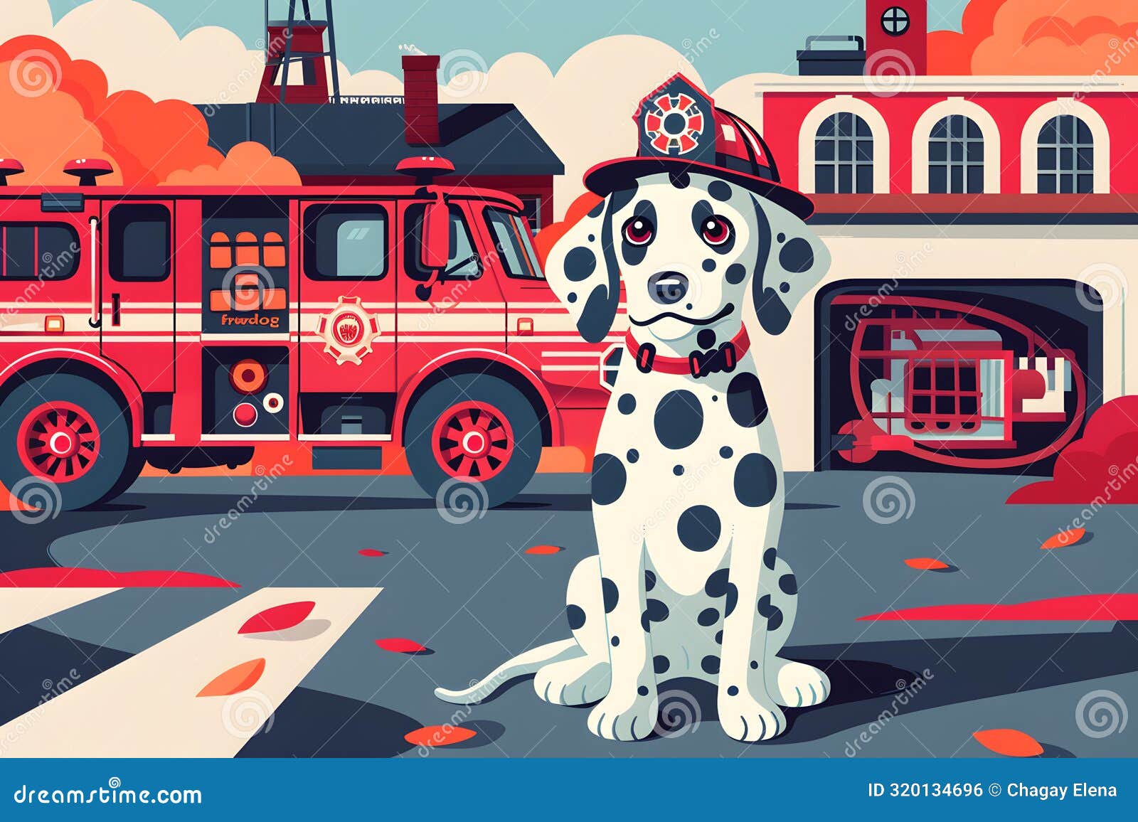 Dalmatian firefighter stock photo. Image of loyal, cartoon - 320134696