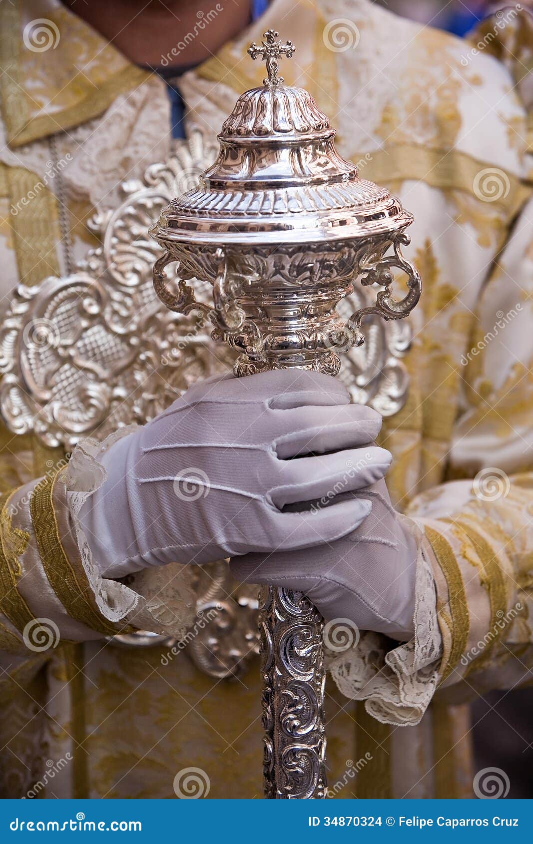 Dalmatic or White Robe in a Liturgical Act of Holy Week Stock Photo ...