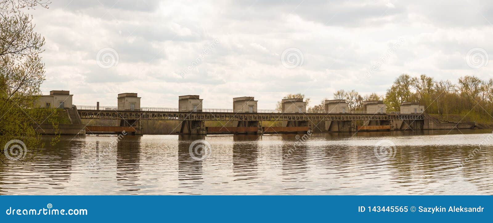Dam Blocking the River and Raising the Water Level for Navigation Stock ...