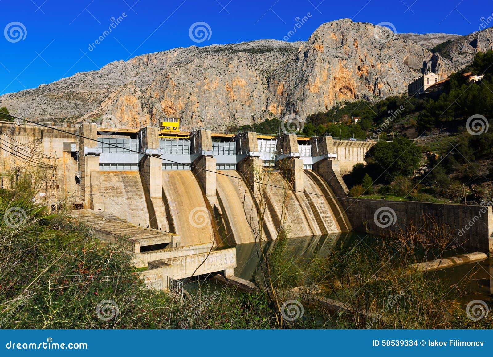 Dam at Chorro River. Andalusia Stock Photo - Image of outdoors, control ...