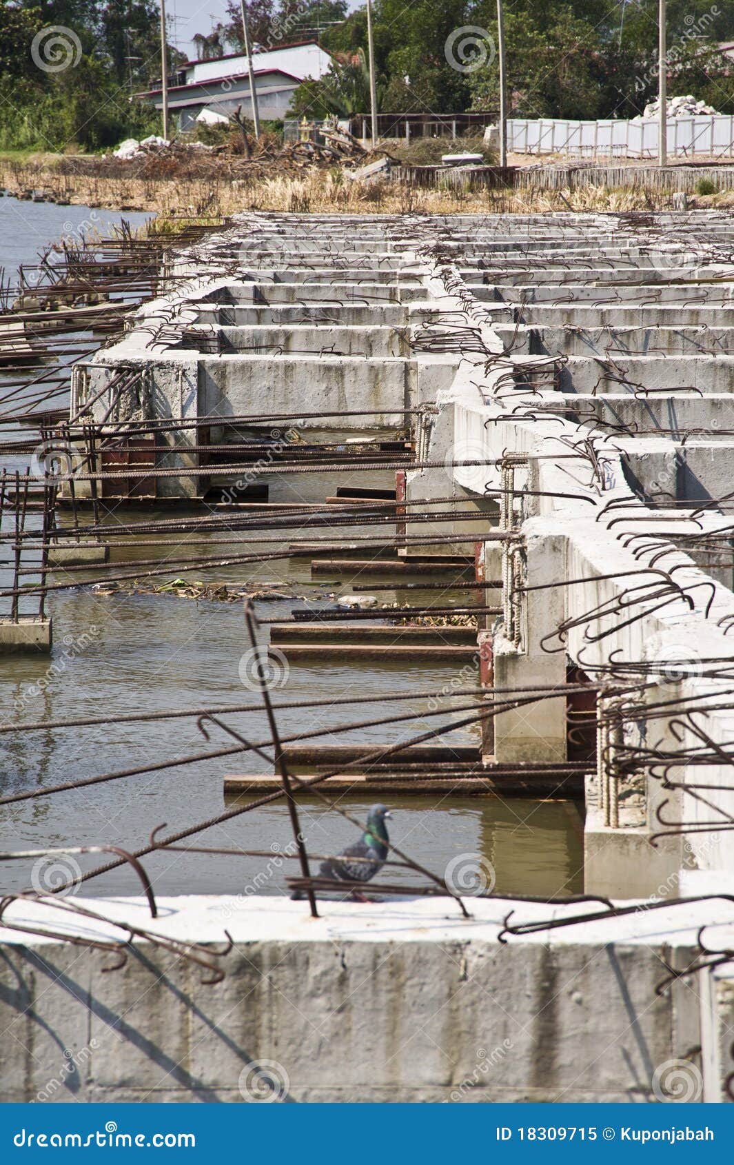 Dam construction stock image. Image of machine, concrete - 18309715