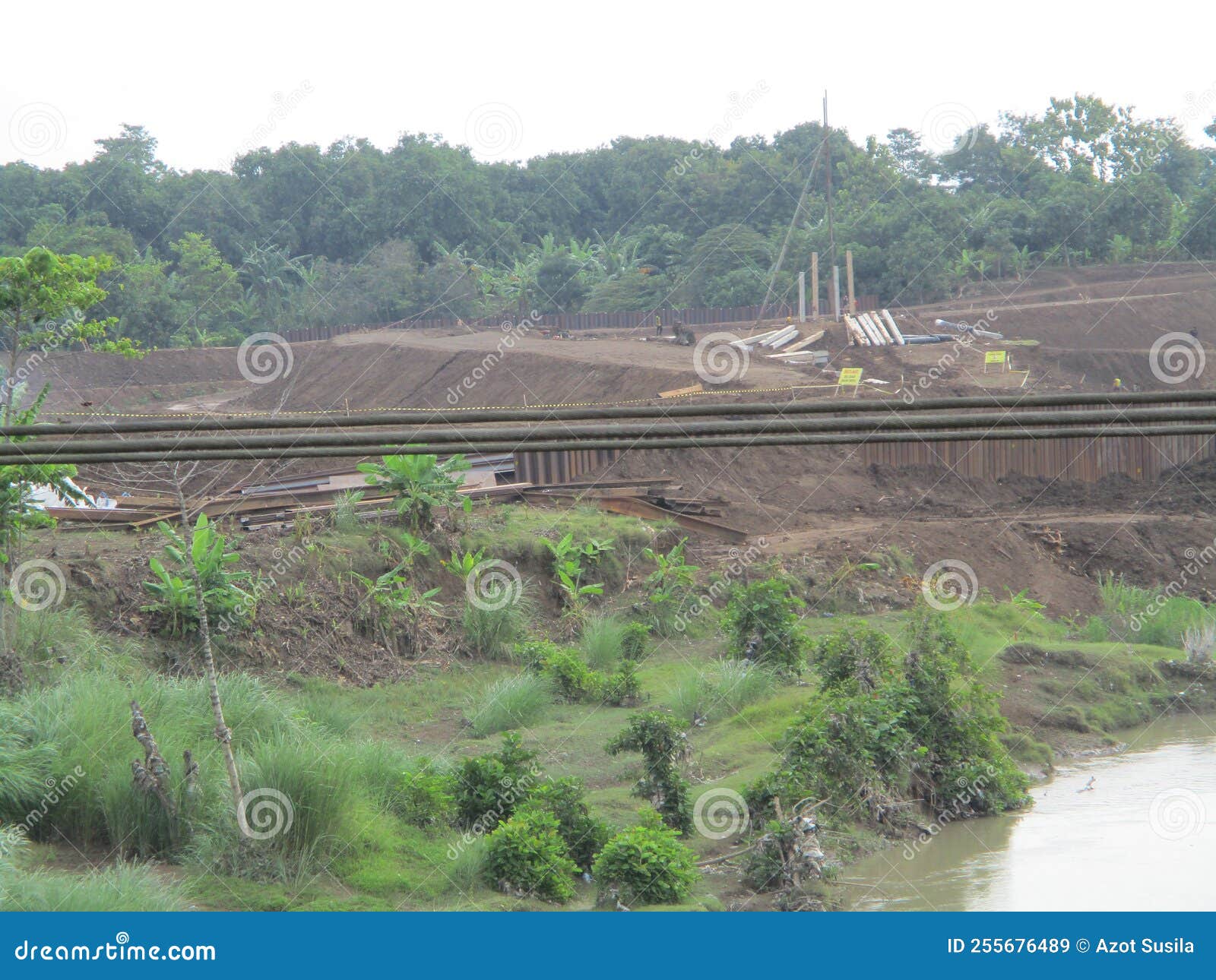 Dam construction project stock image. Image of railway - 255676489