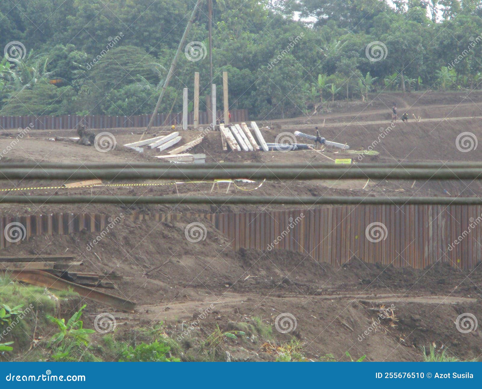 Dam construction project stock photo. Image of infrastructure - 255676510