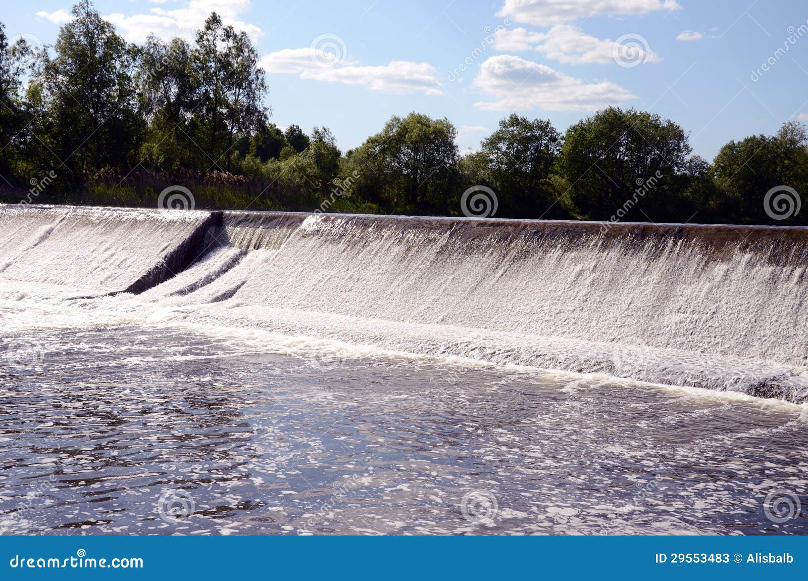 Dam Construction on River and Waterfall Stock Image - Image of powerful ...