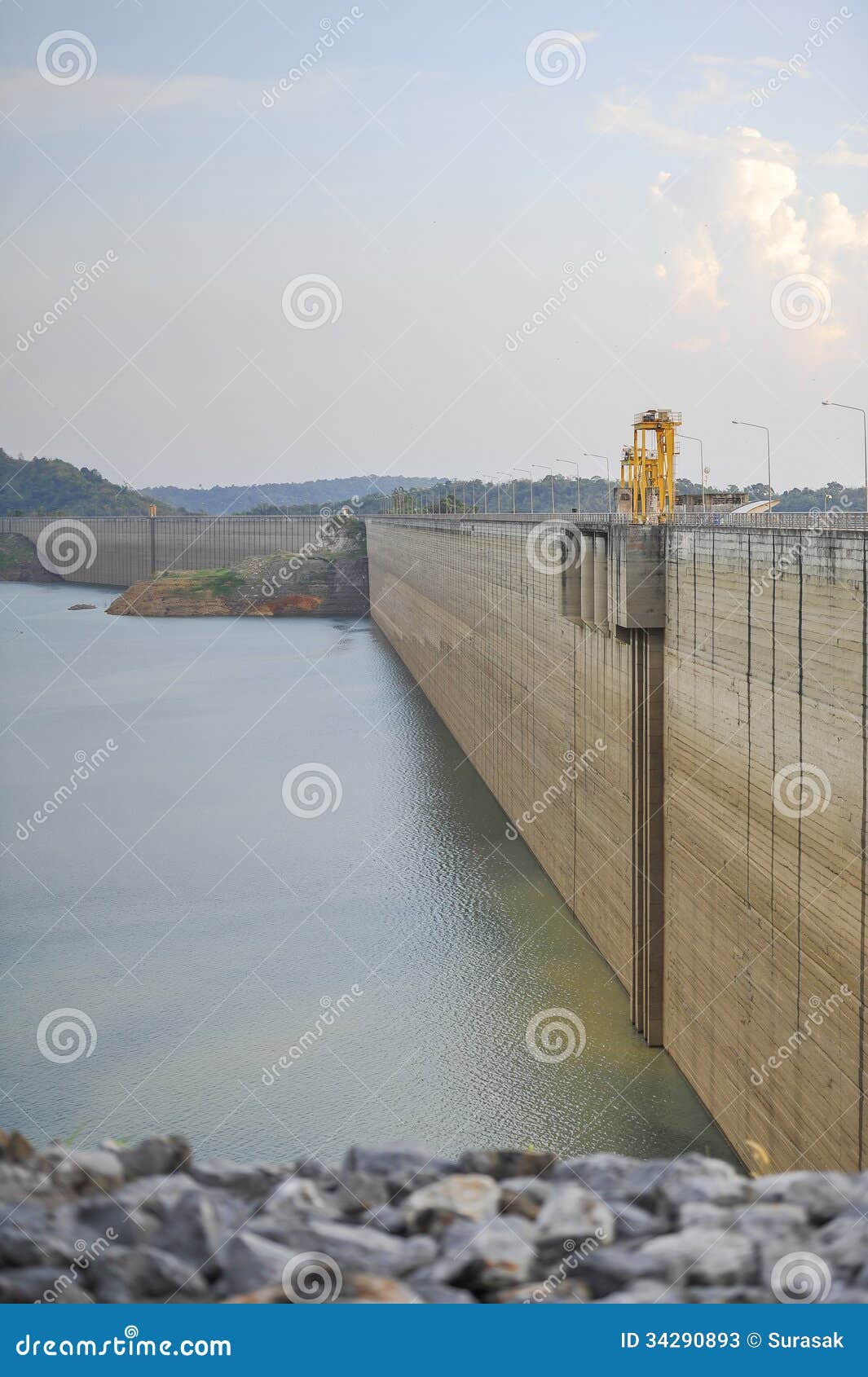 The dam construction stock image. Image of concrete, blue - 34290893