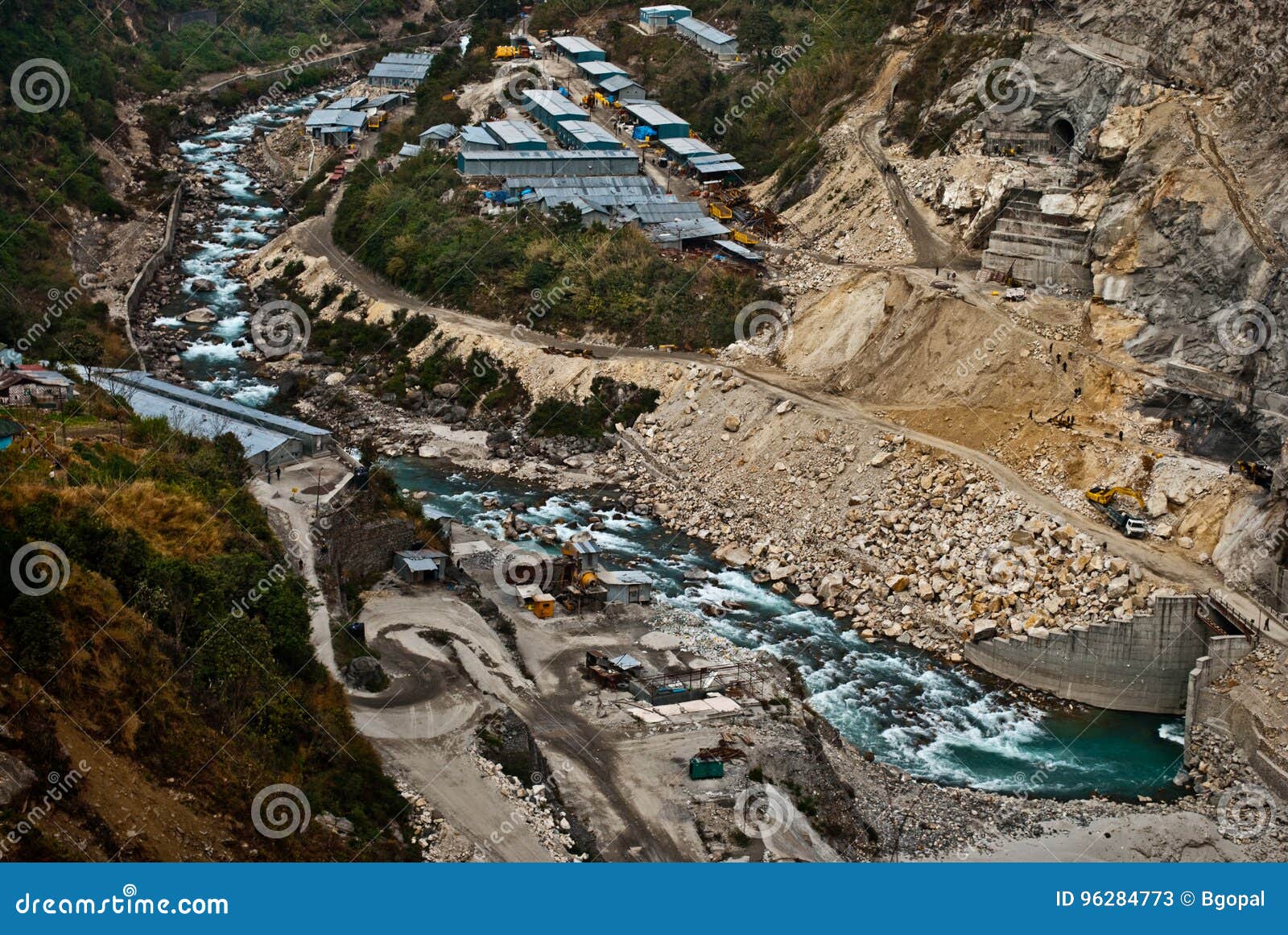 Dam Constructions in Progress Editorial Stock Photo - Image of land ...
