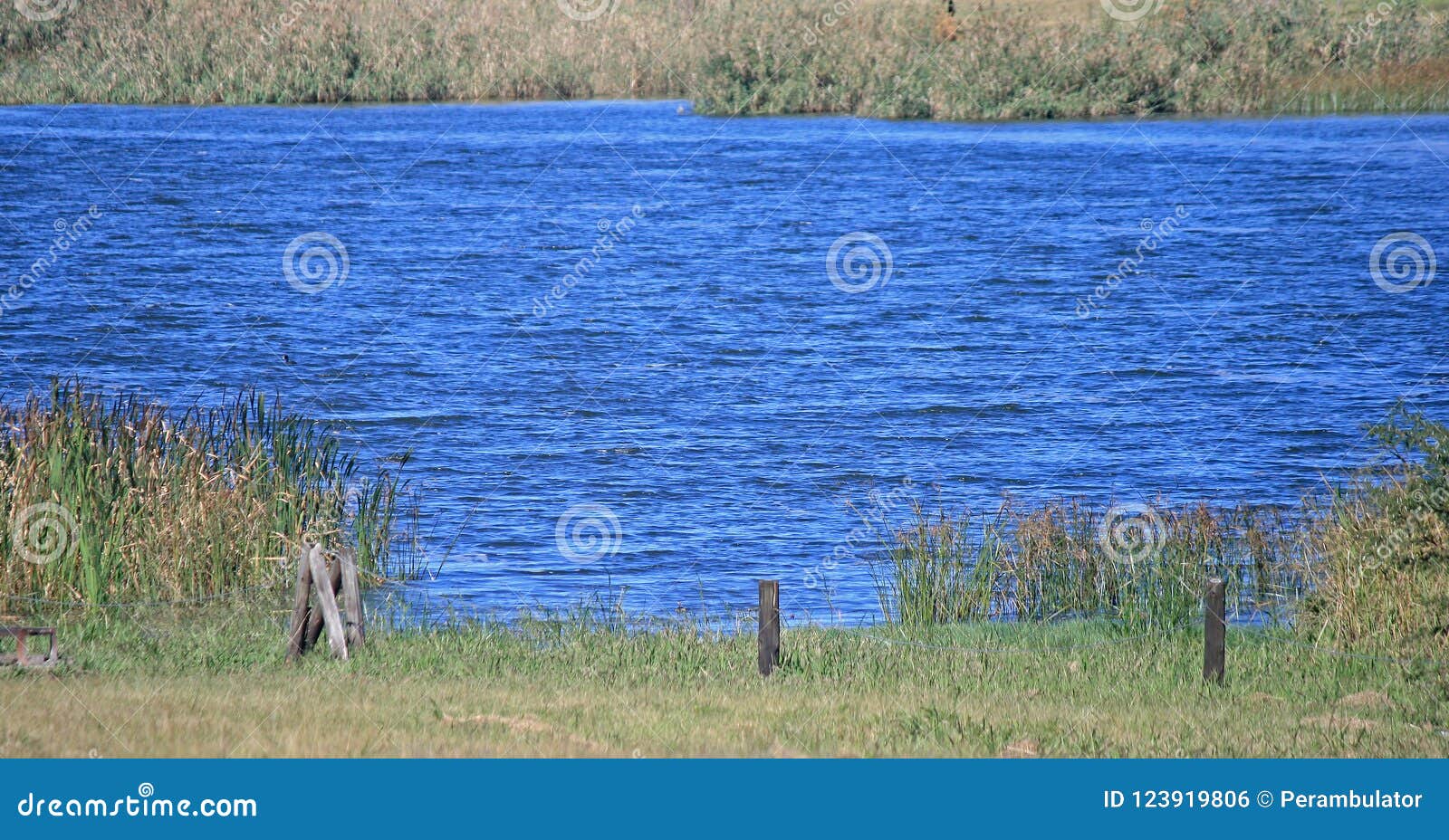 DAM with DEEP BLUE WATER SURROUNDED by GRASS Stock Photo - Image of ...