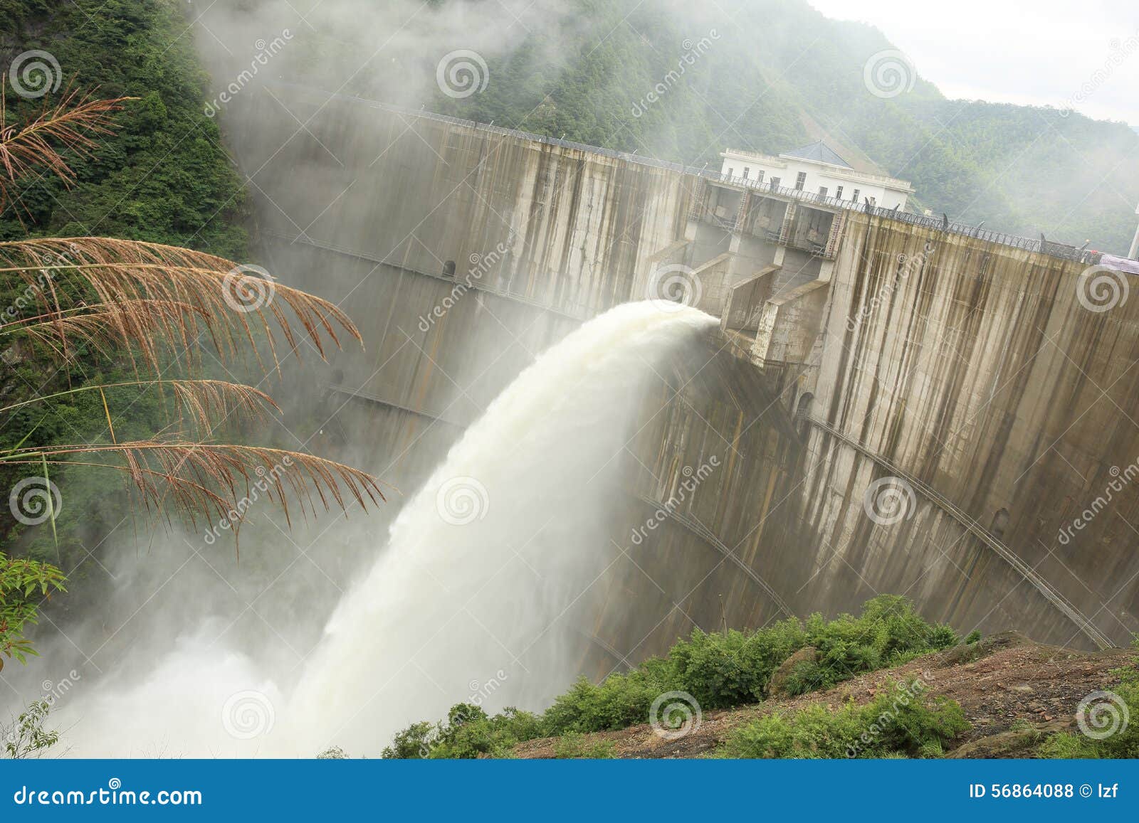Dam discharge flood water stock photo. Image of industrial - 56864088