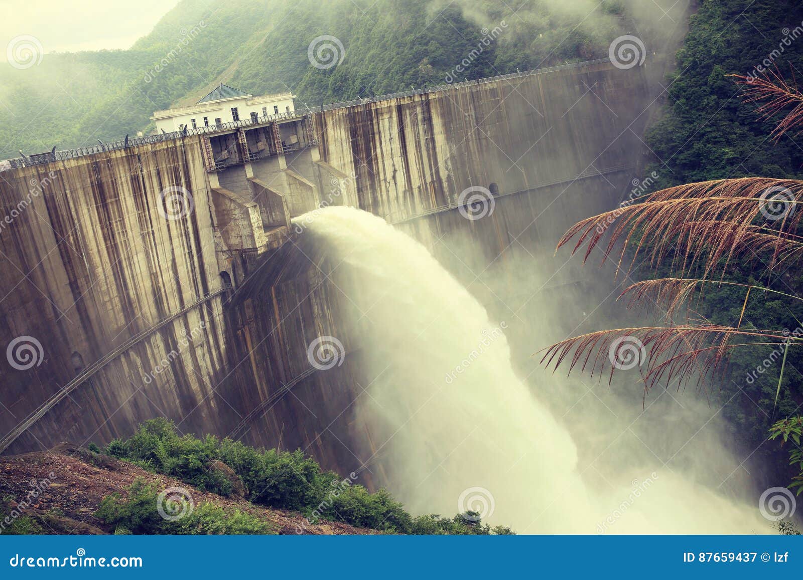 Dam discharge water stock image. Image of modern, summer - 87659437