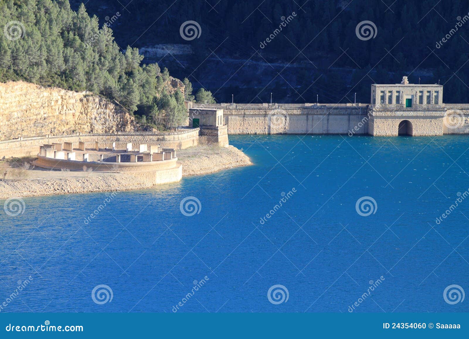 Dam and Drain with Blue Bright Water Stock Photo - Image of water ...
