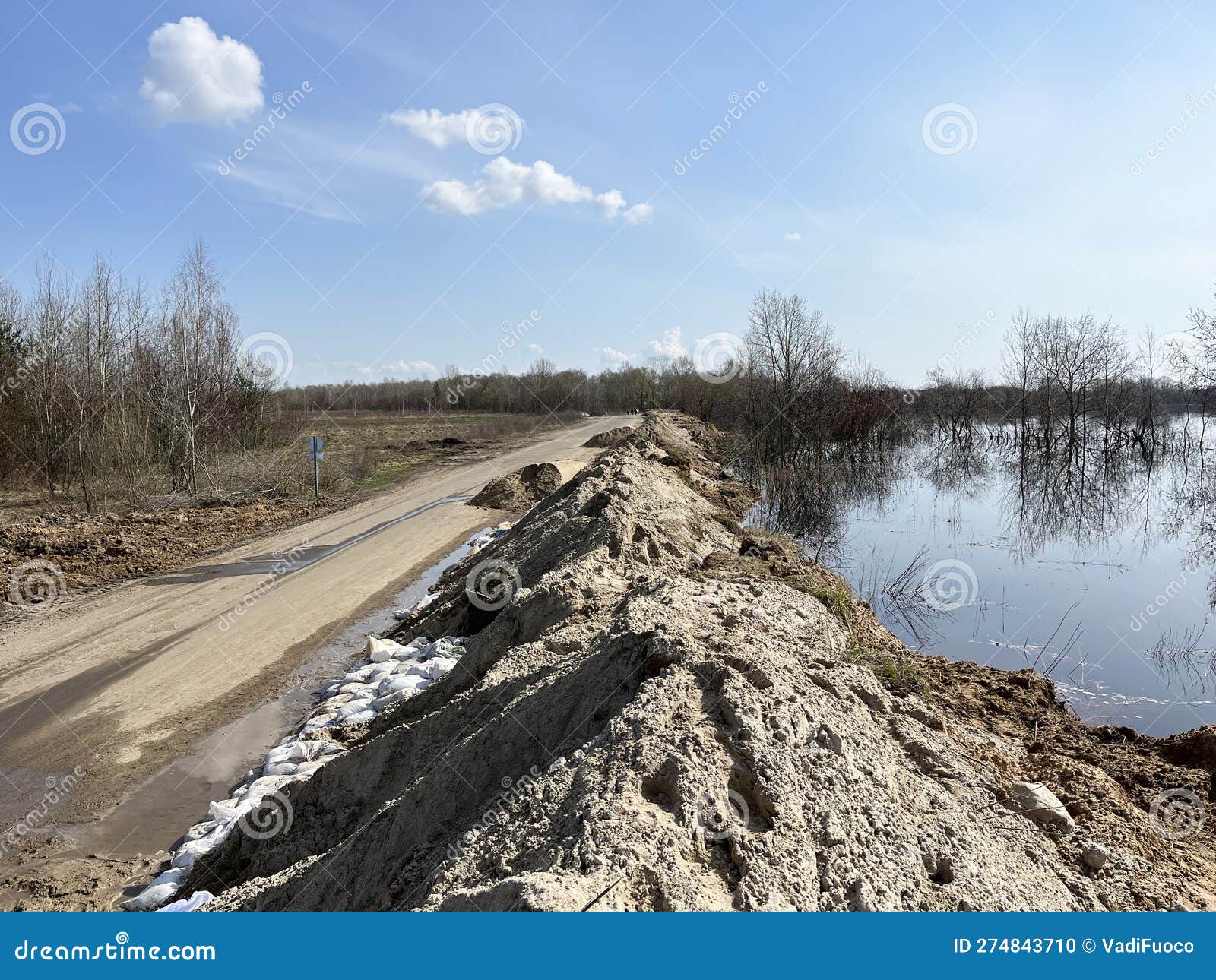 Dam, an Earthen Embankment Protecting the Road from Spring Floods and ...