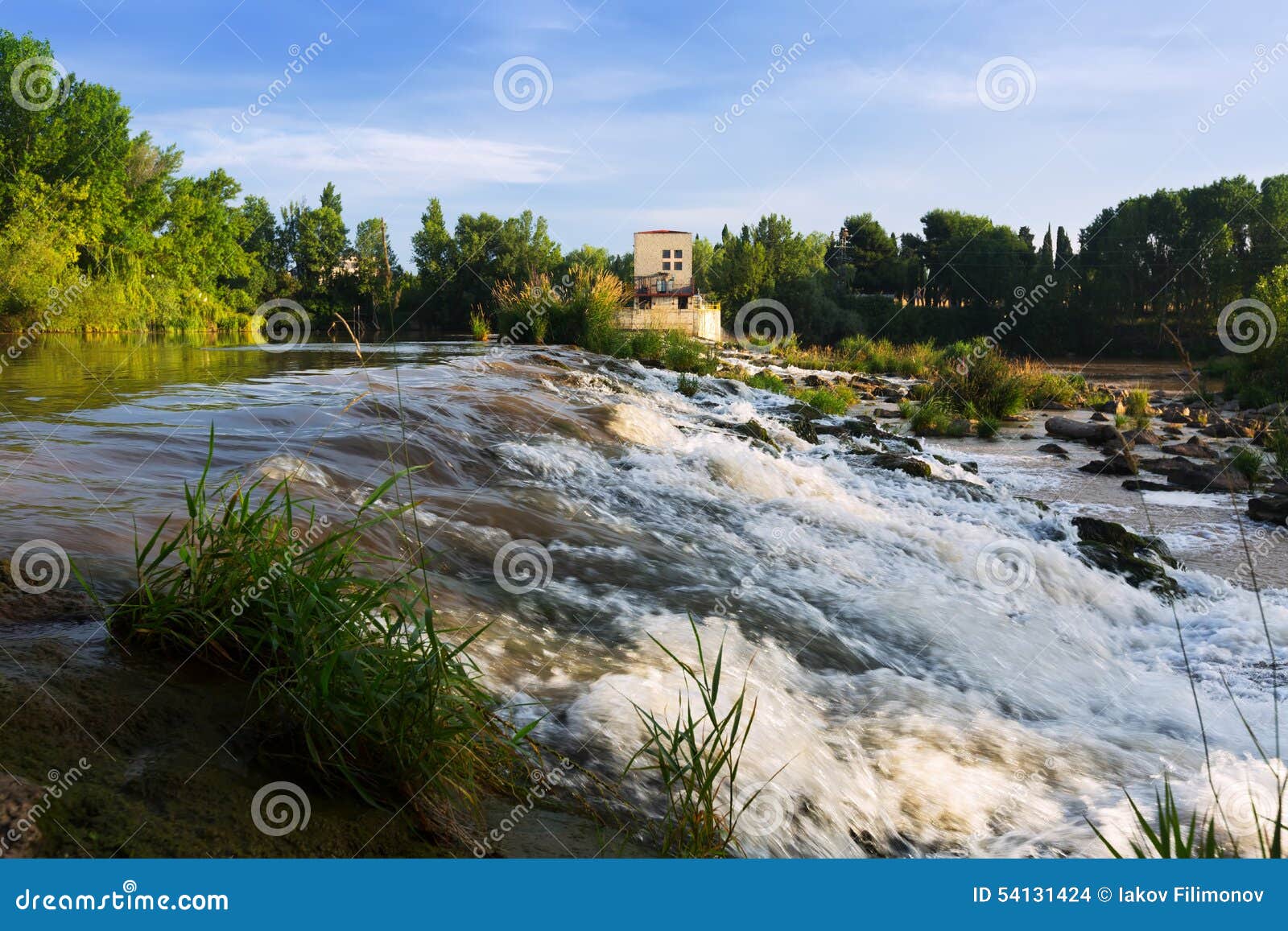 Dam at Ebro in Logrono stock photo. Image of environment - 54131424