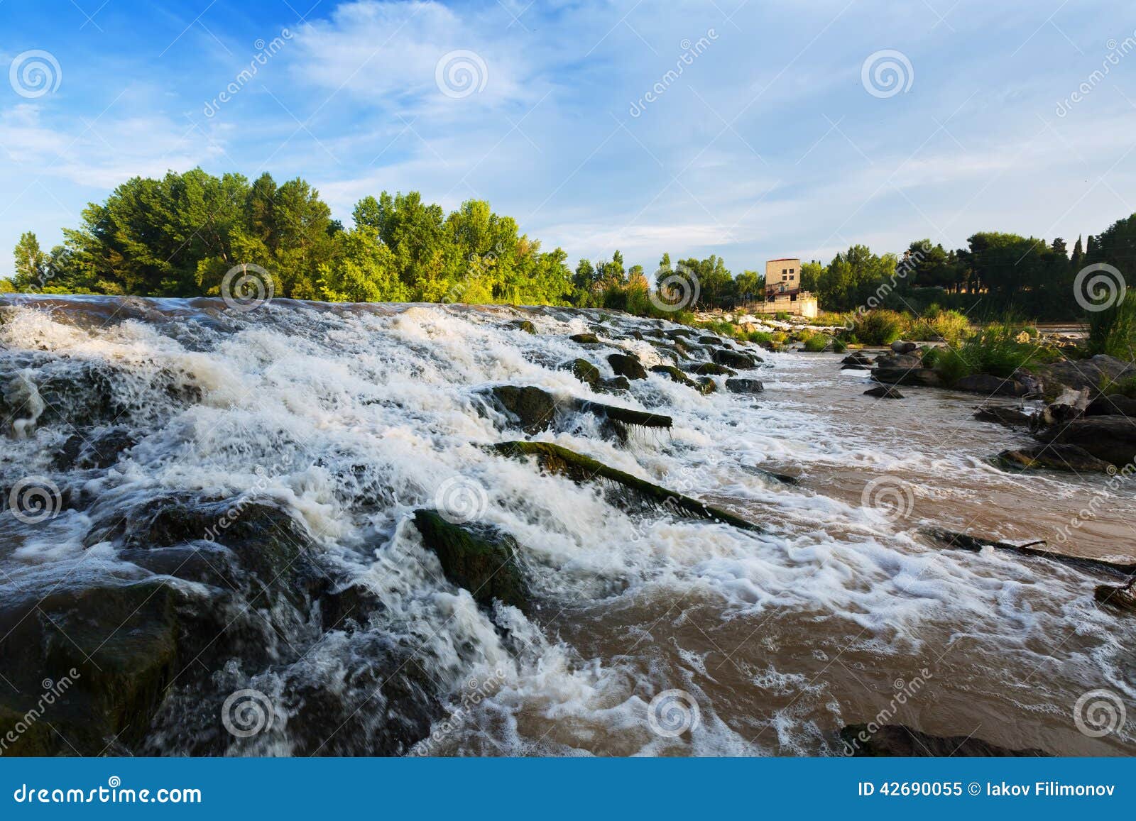 Dam at Ebro in Logrono. Spain Stock Image - Image of environmental ...