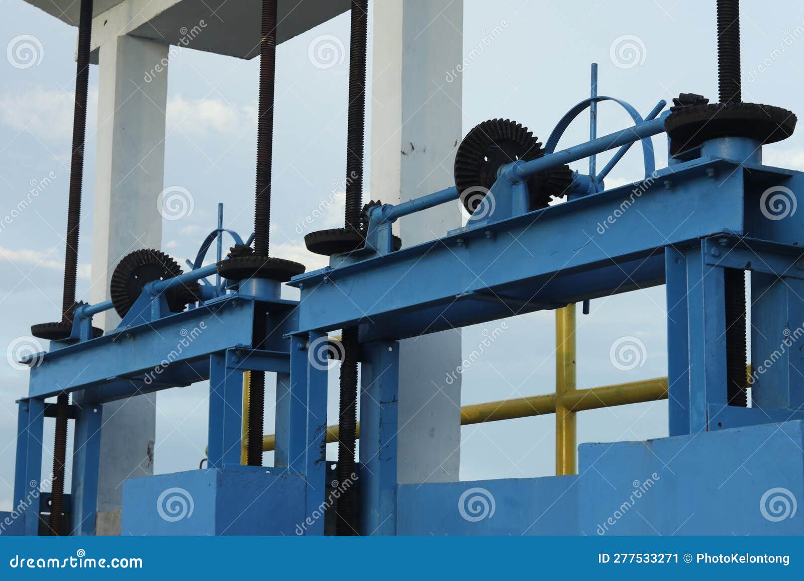 Dam Engine in Blue with Sky Background Stock Image - Image of engine ...