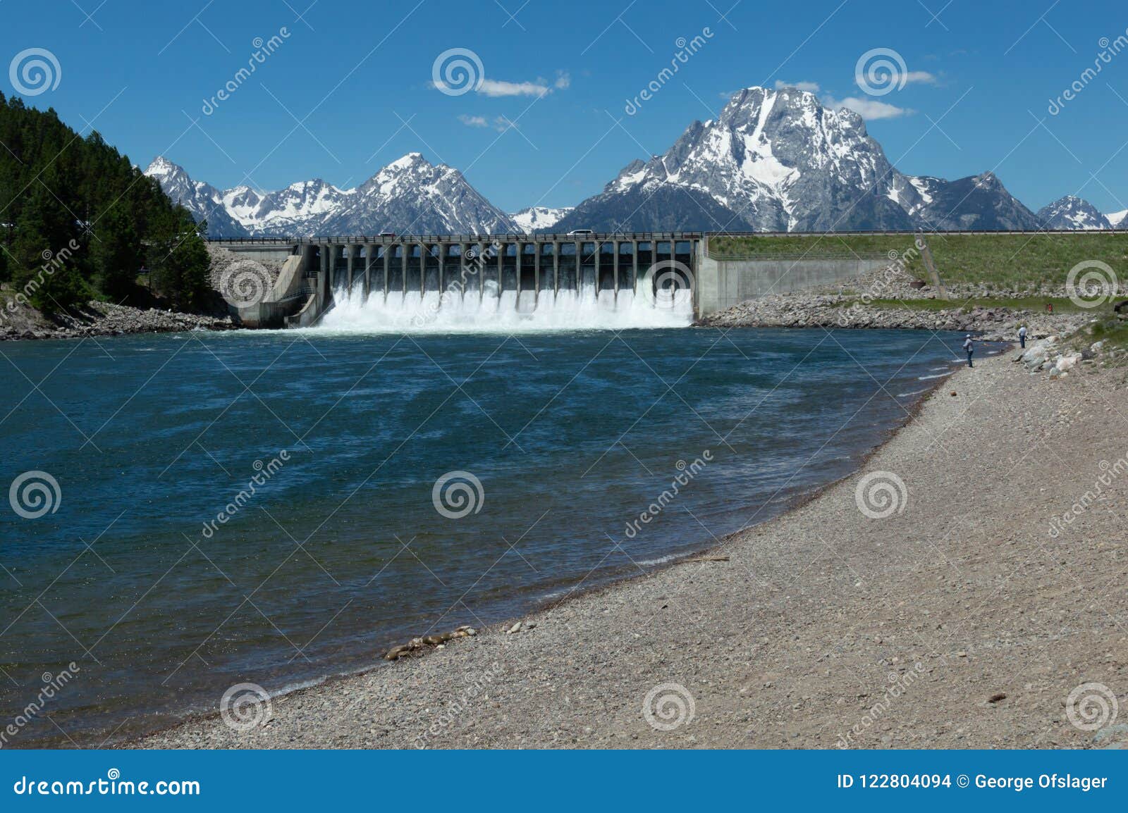 Jackson Lake Dam stock photo. Image of mountain, panorama - 122804094