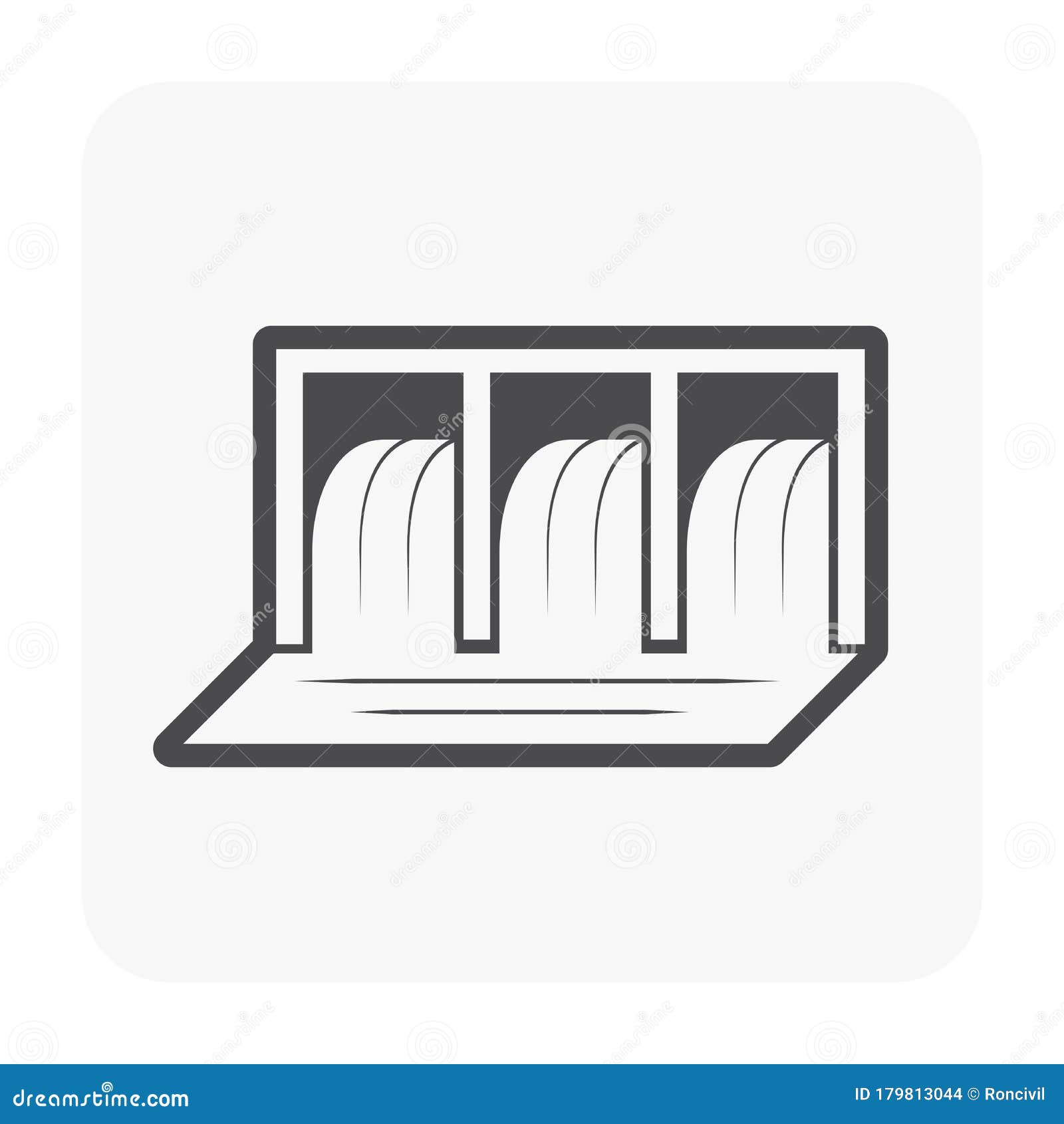 Dam icon black stock vector. Illustration of flowing - 179813044